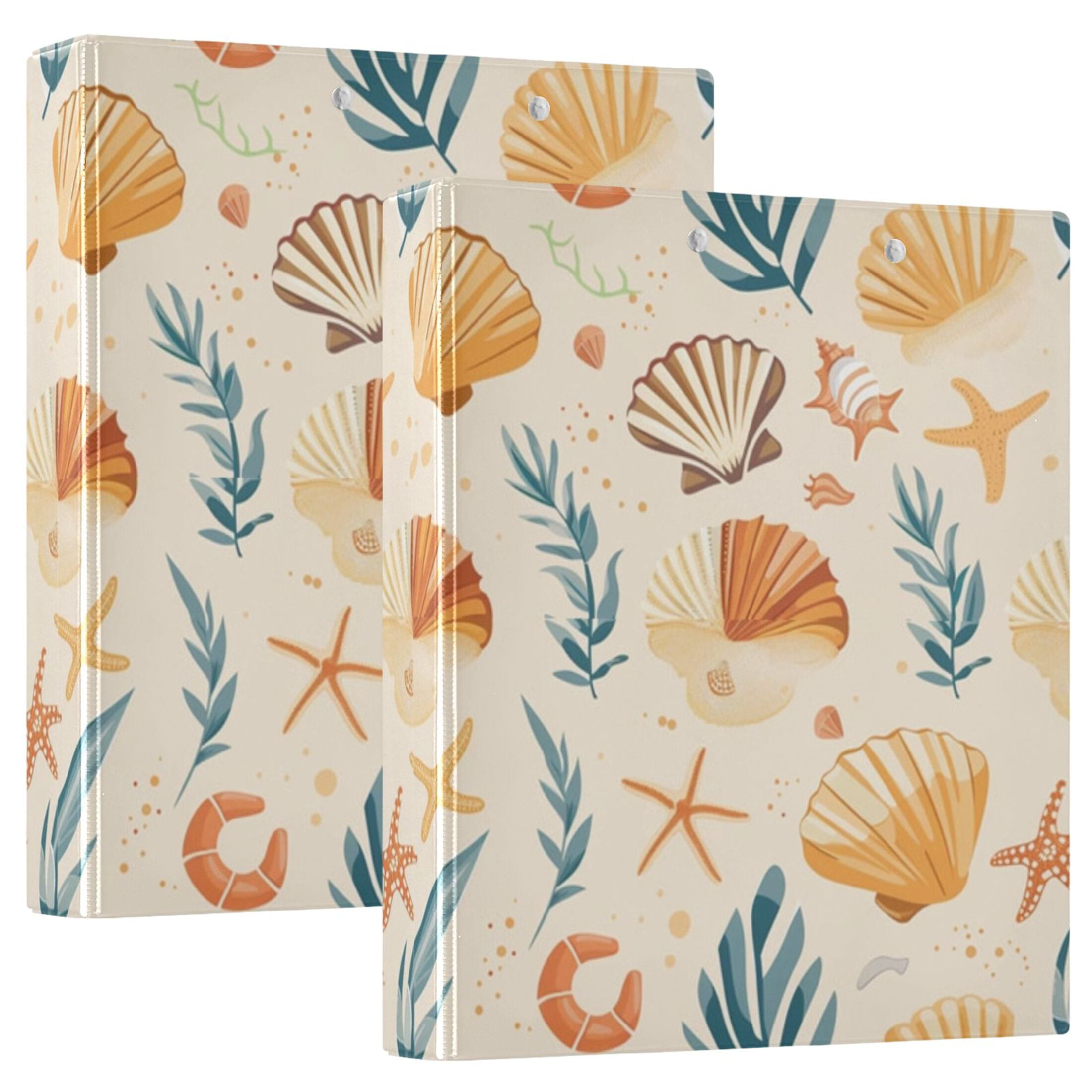 Shells Starfish Seaweed 3 Ring Hardcover Binders 1.5" Round Rings for ...