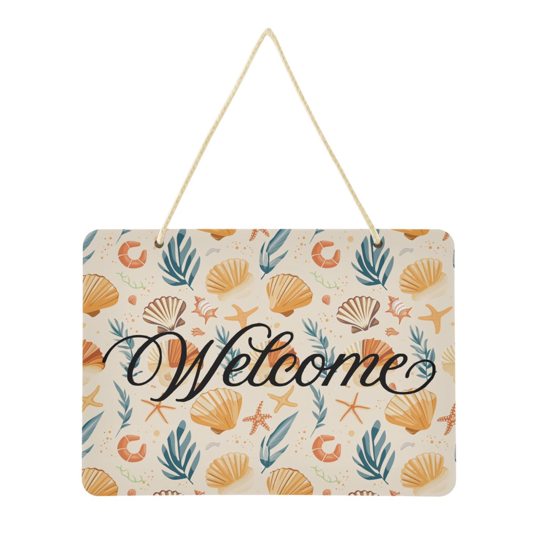 Shells Starfish Seaweed Welcome Sign Front Door PVC 14x10 inch Hanger ...