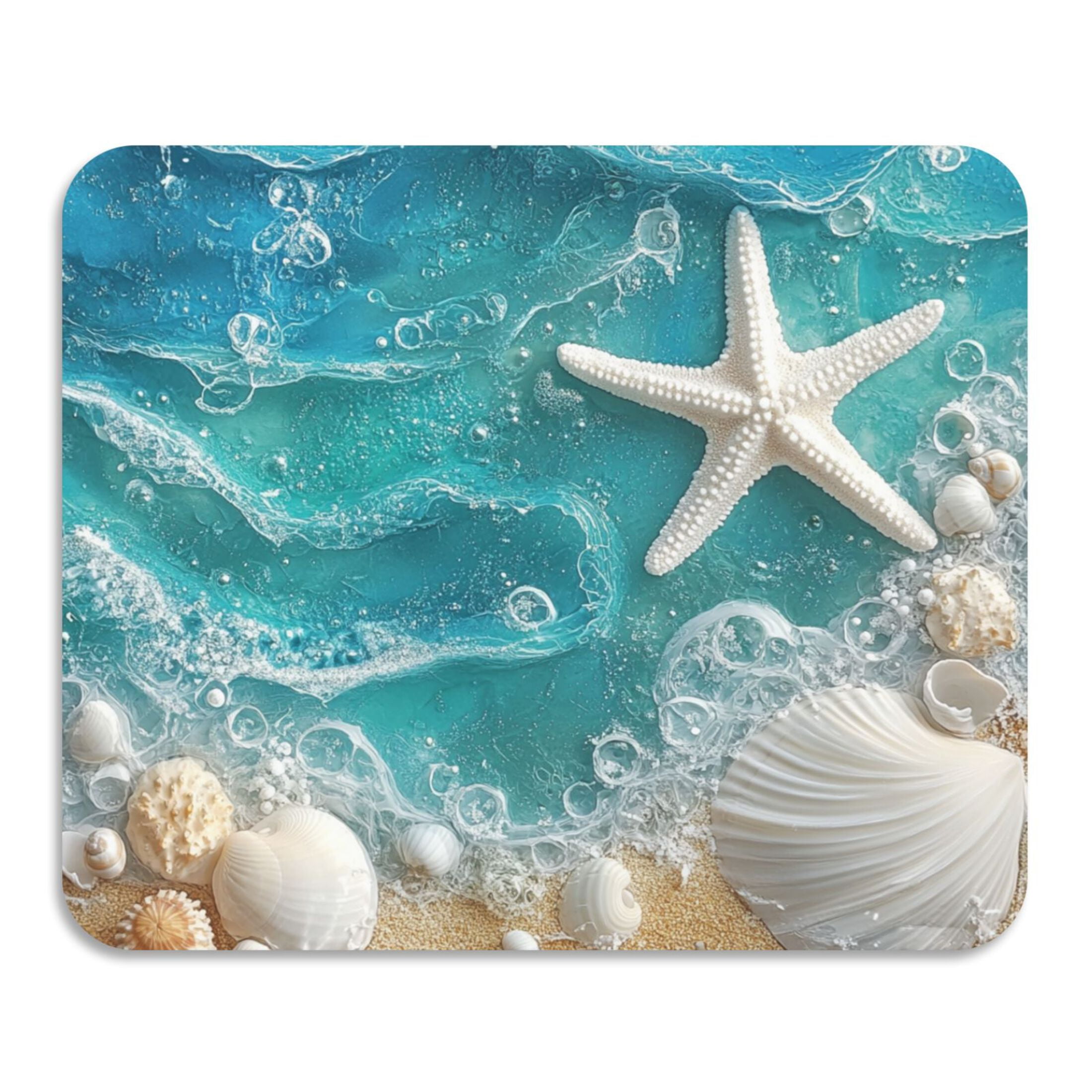 Shells Starfish on Beach Sea Wave Diatomite Dish Drying Mat Drain Pad ...