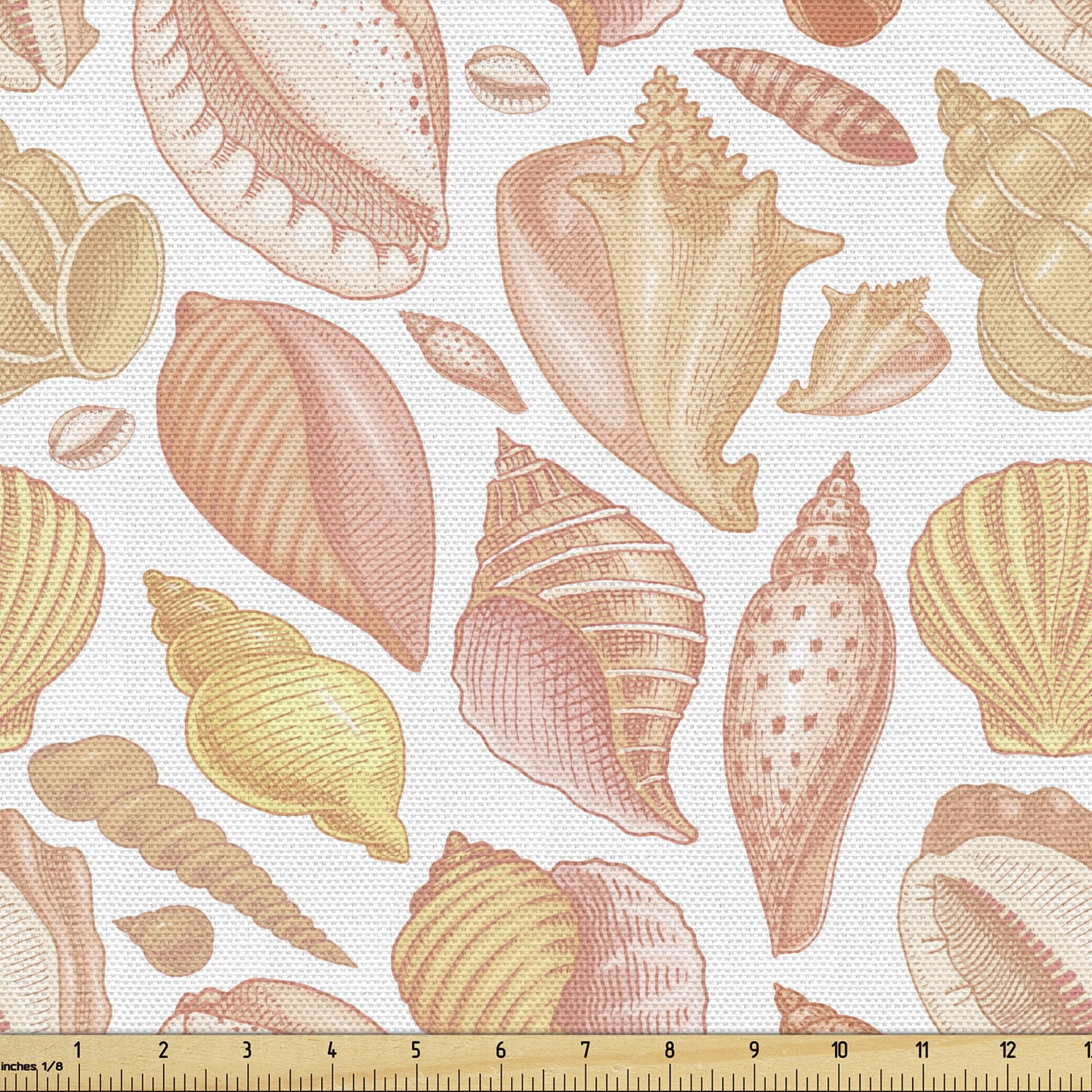 Ambesonne Shells Fabric by the Yard Upholstery, Coffee Bean Shell, 2 ...