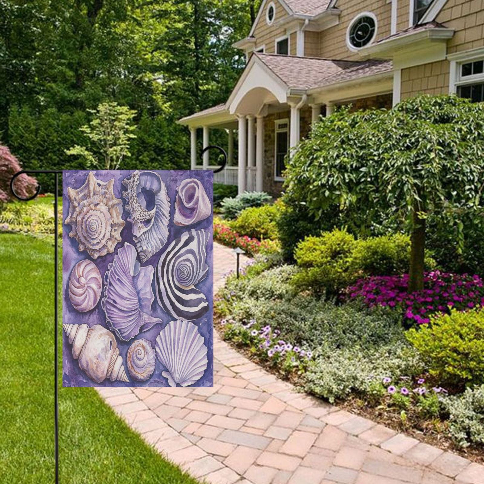 Shells Zebra Stripe Garden Flag Double Sided 12 x 18 Inch Outside Yard ...