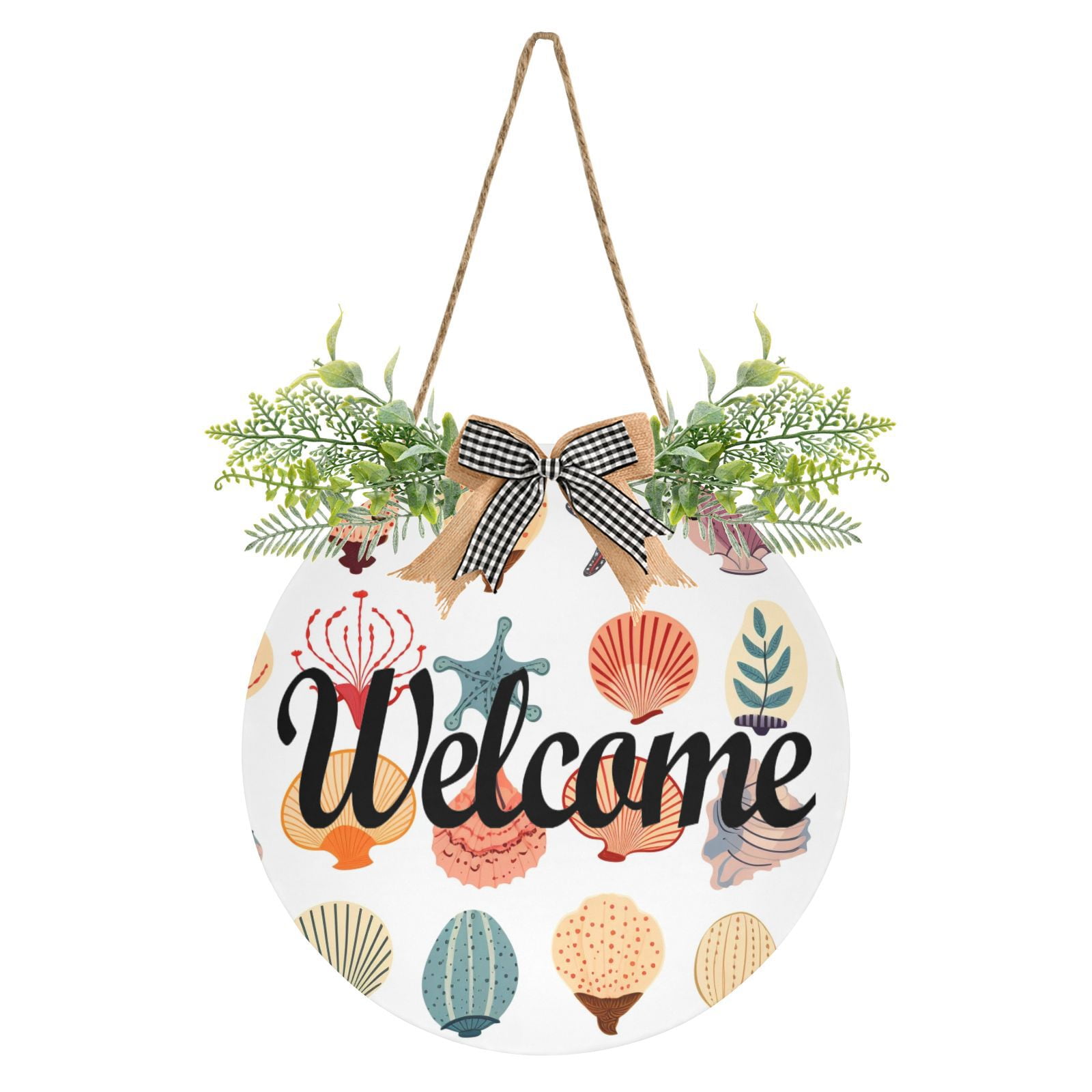 Shells and Conches Welcome Sign for Front Door Wreath Door Sign for ...
