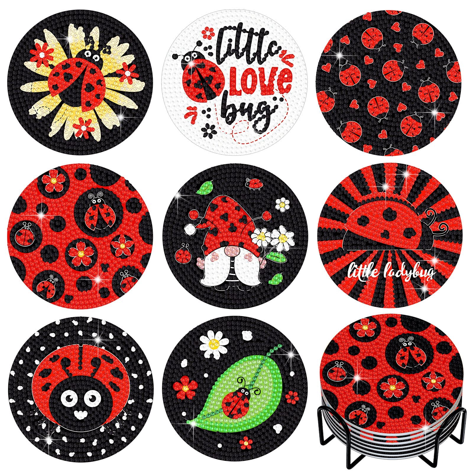 Shellwei 8 Adults Beginner Gift Supplies C3 Pcs Ladybug Diamond ...