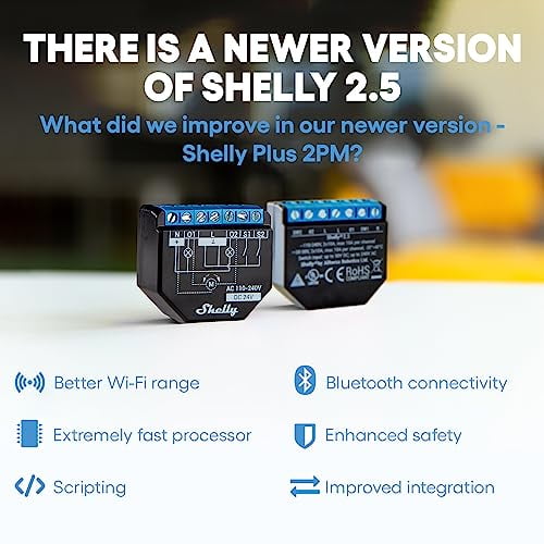 Shelly 2.5 Relay Switch, WiFi Smart Home Automation, Compatible with & Google Home, iOS , No Hub ...