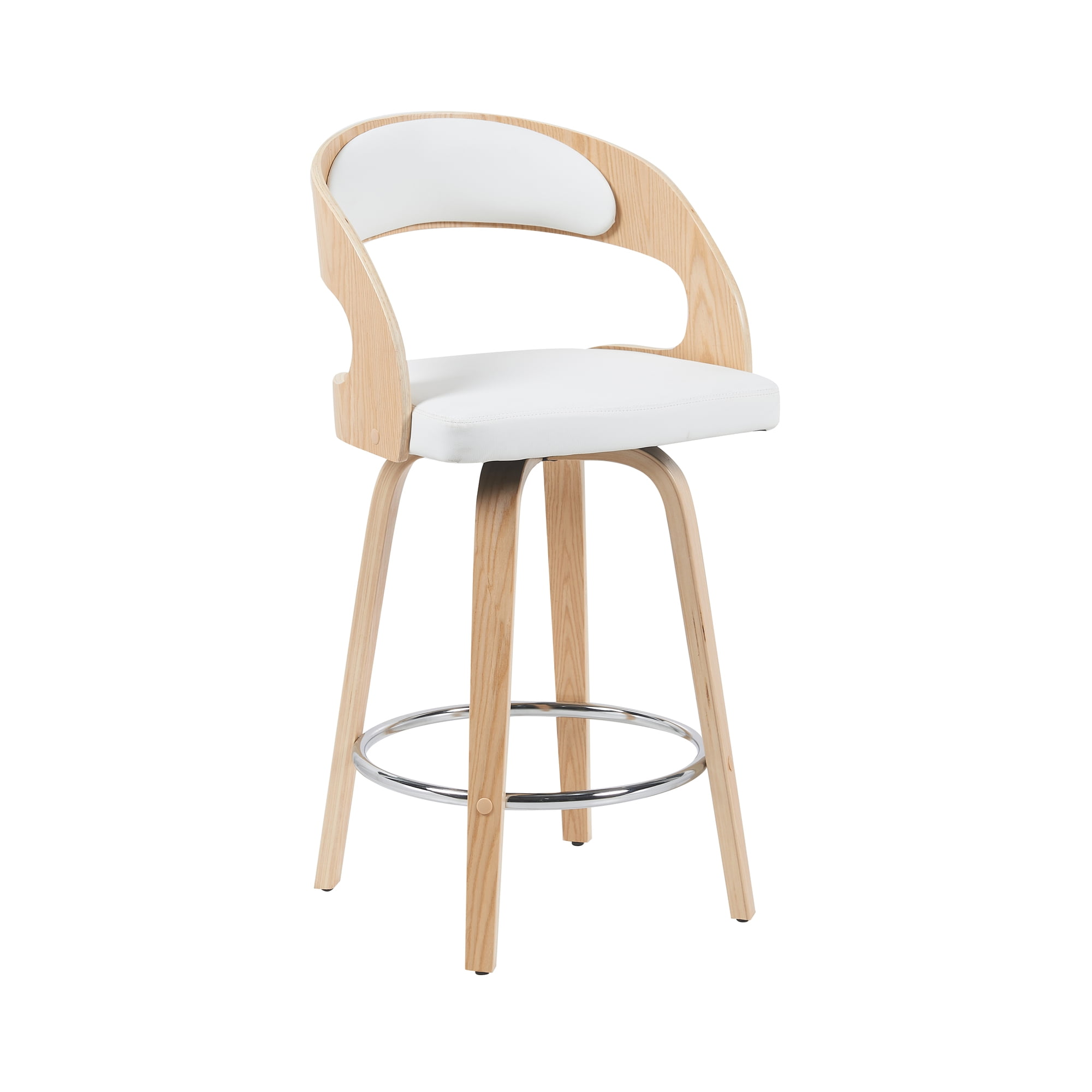 Shelly Modern Counter Height Swivel Bar Stool in Patterned Oak Finish ...
