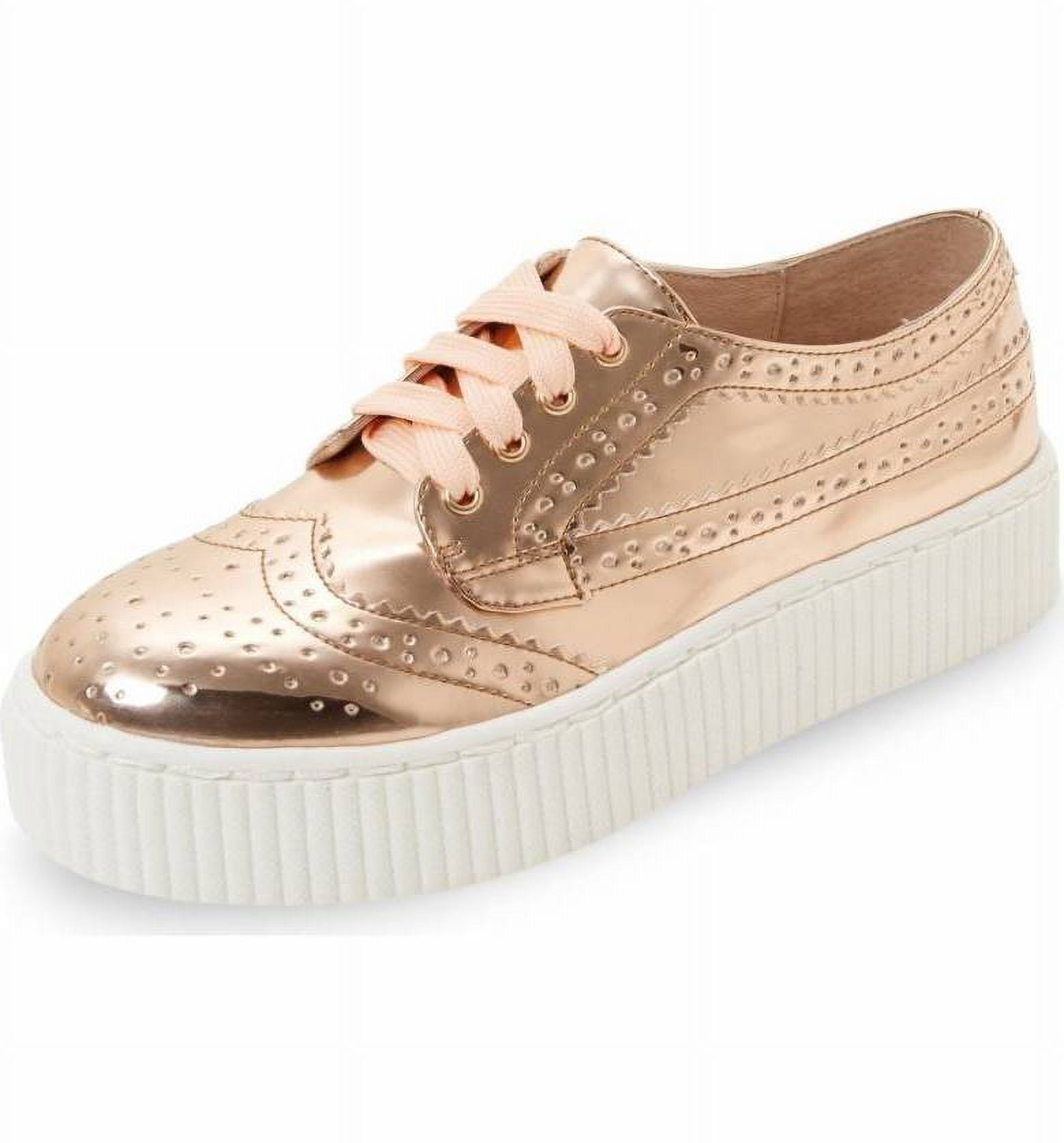 Shellys London Dilys Rose Gold Leather Lace Up Wingtip Oxford Platform ...