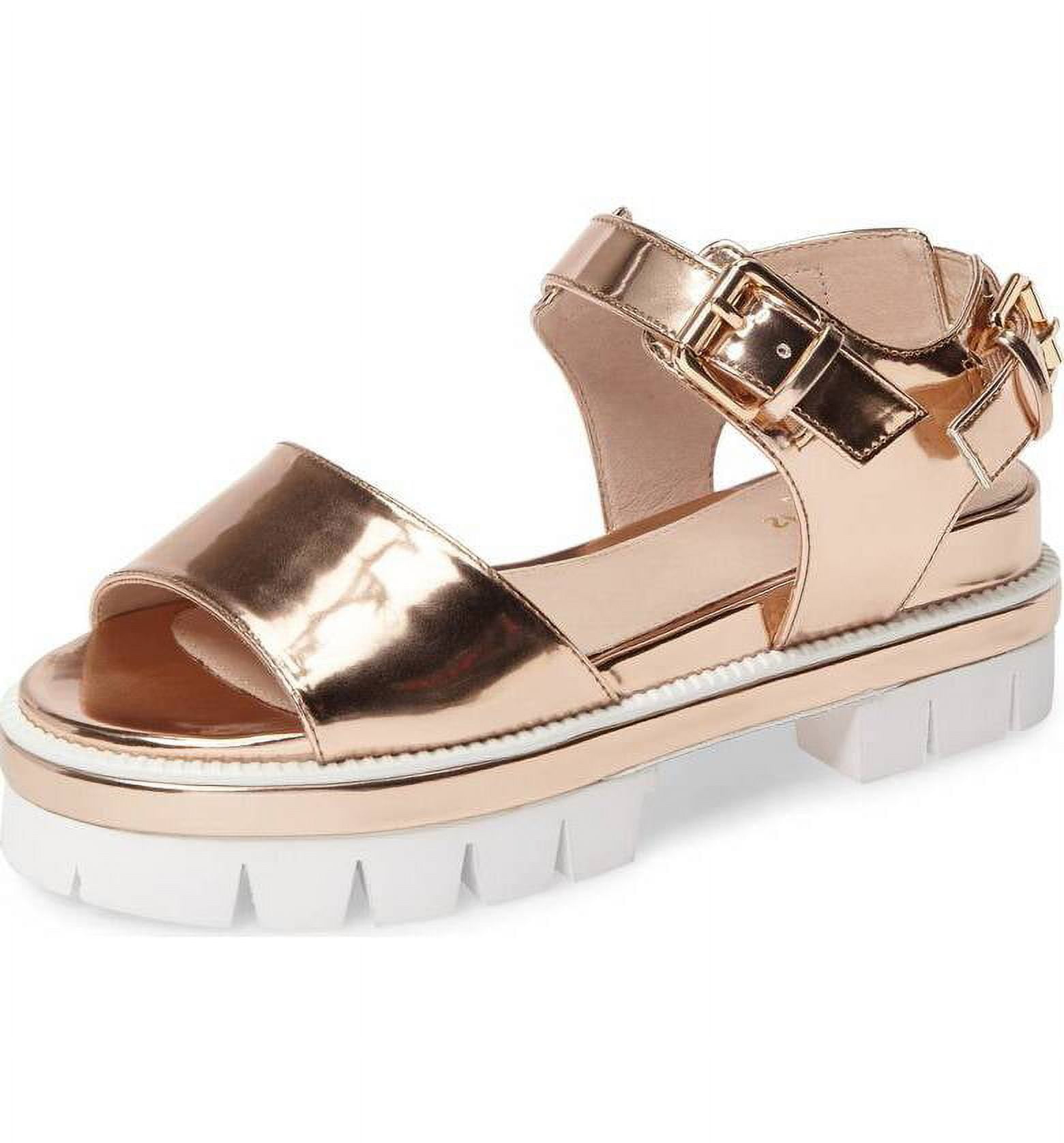 Shellys London Dita Rose Gold lugged Platform Modern Two-Strap Metallic ...