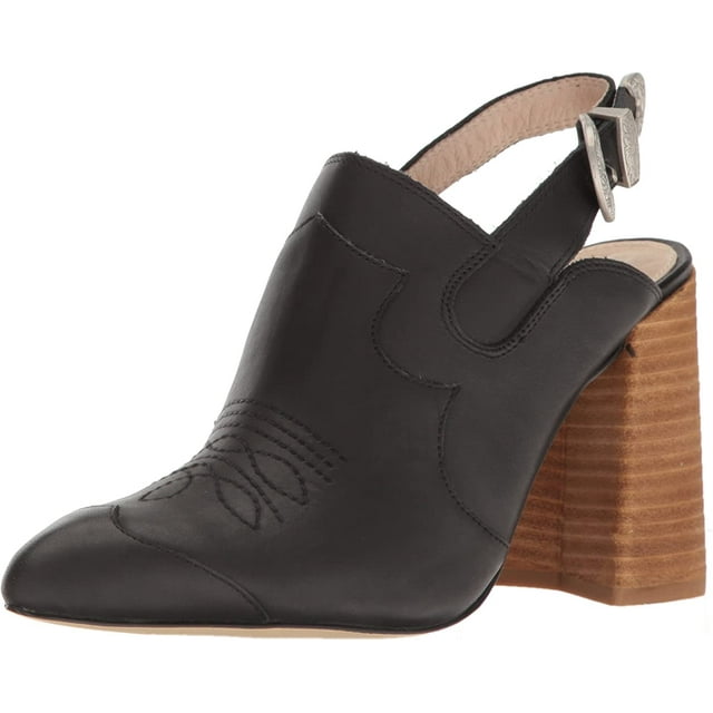 Shellys London Donna Black Leather Pointed Toe Slingback Block Heel ...