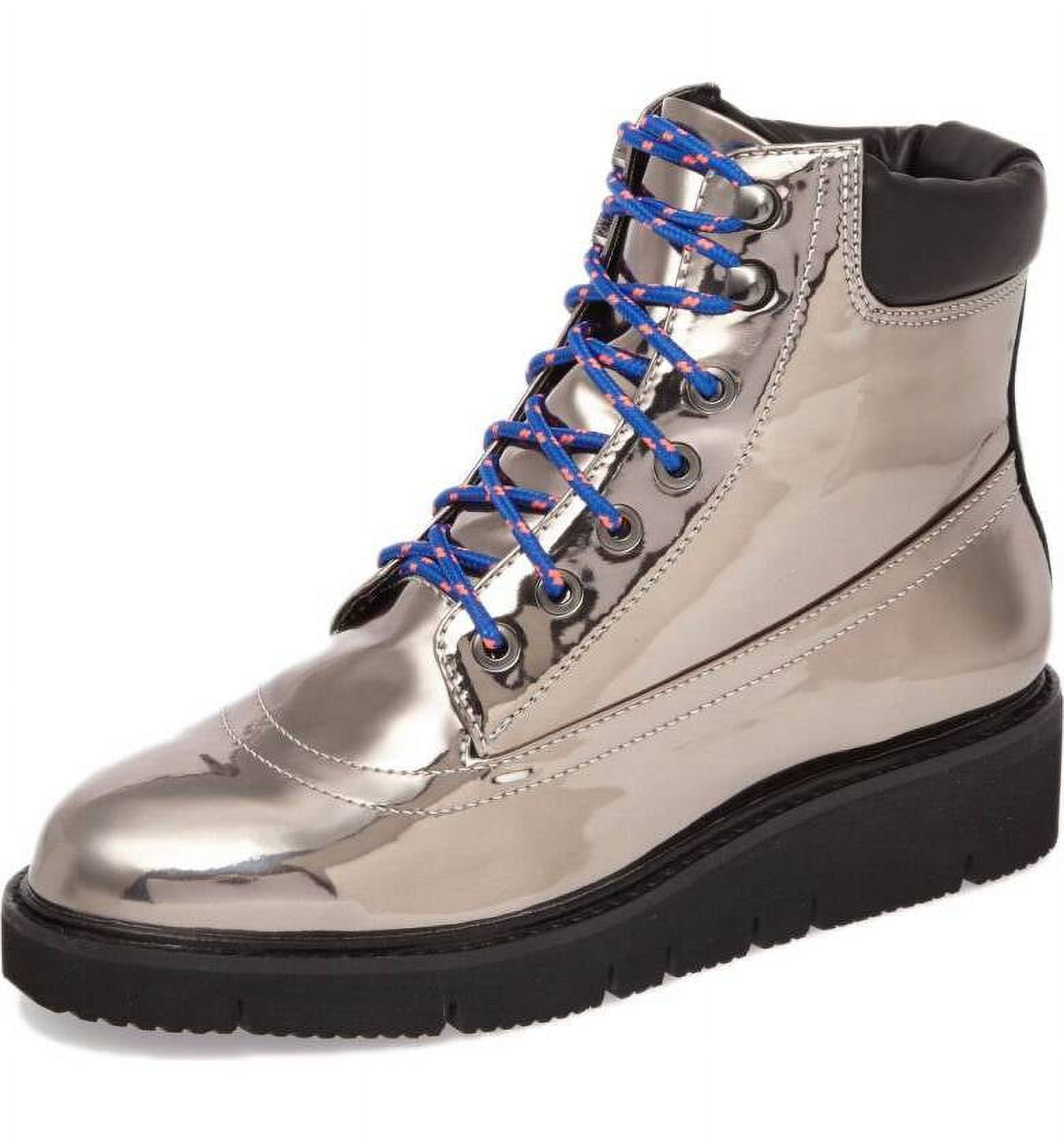 Shellys London Erin Pewter Leather Multi Lace Up Chunky Platform Combat ...