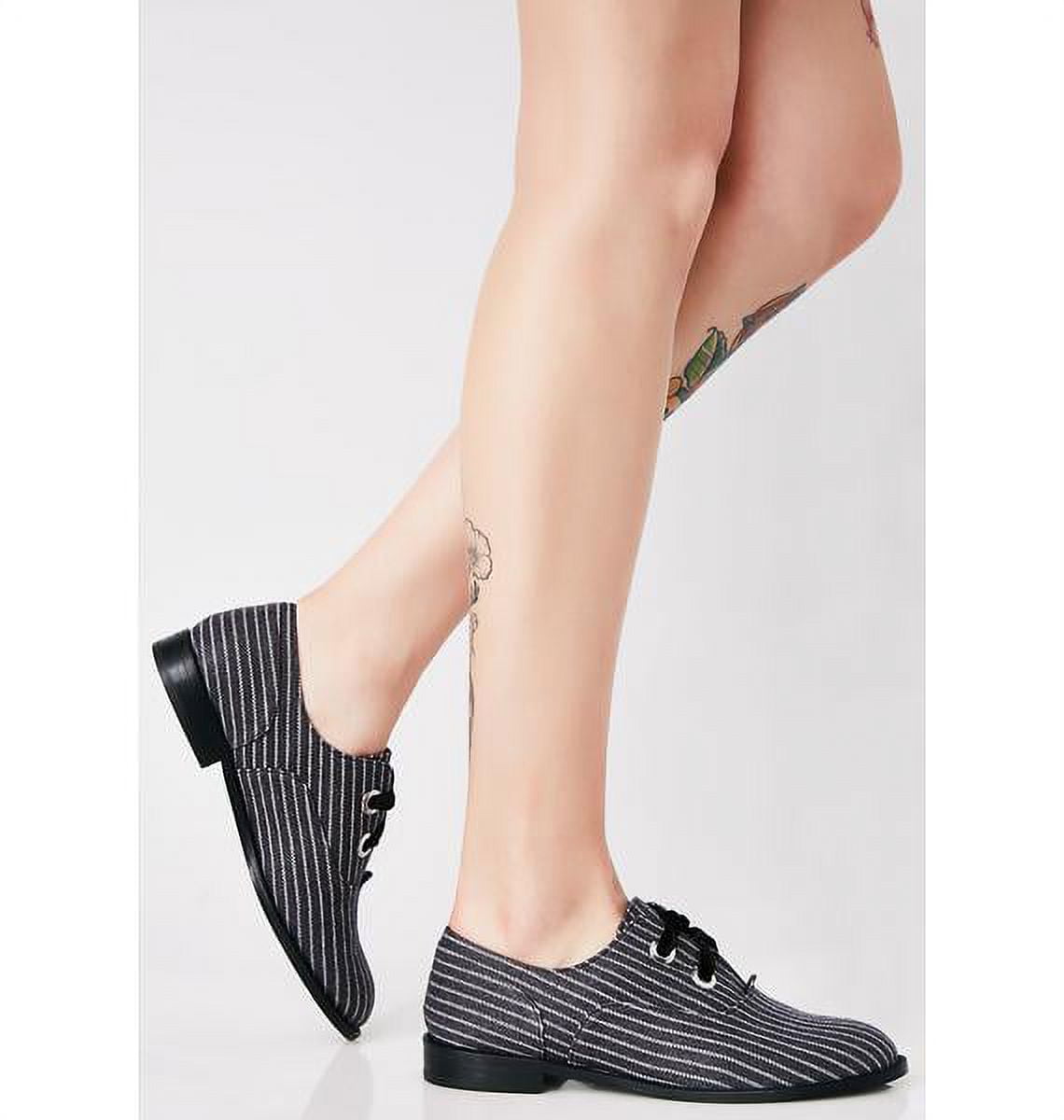 Shellys London Frankie Grey Pinstripe Man Tailored Oxford Lace Up Flat ...