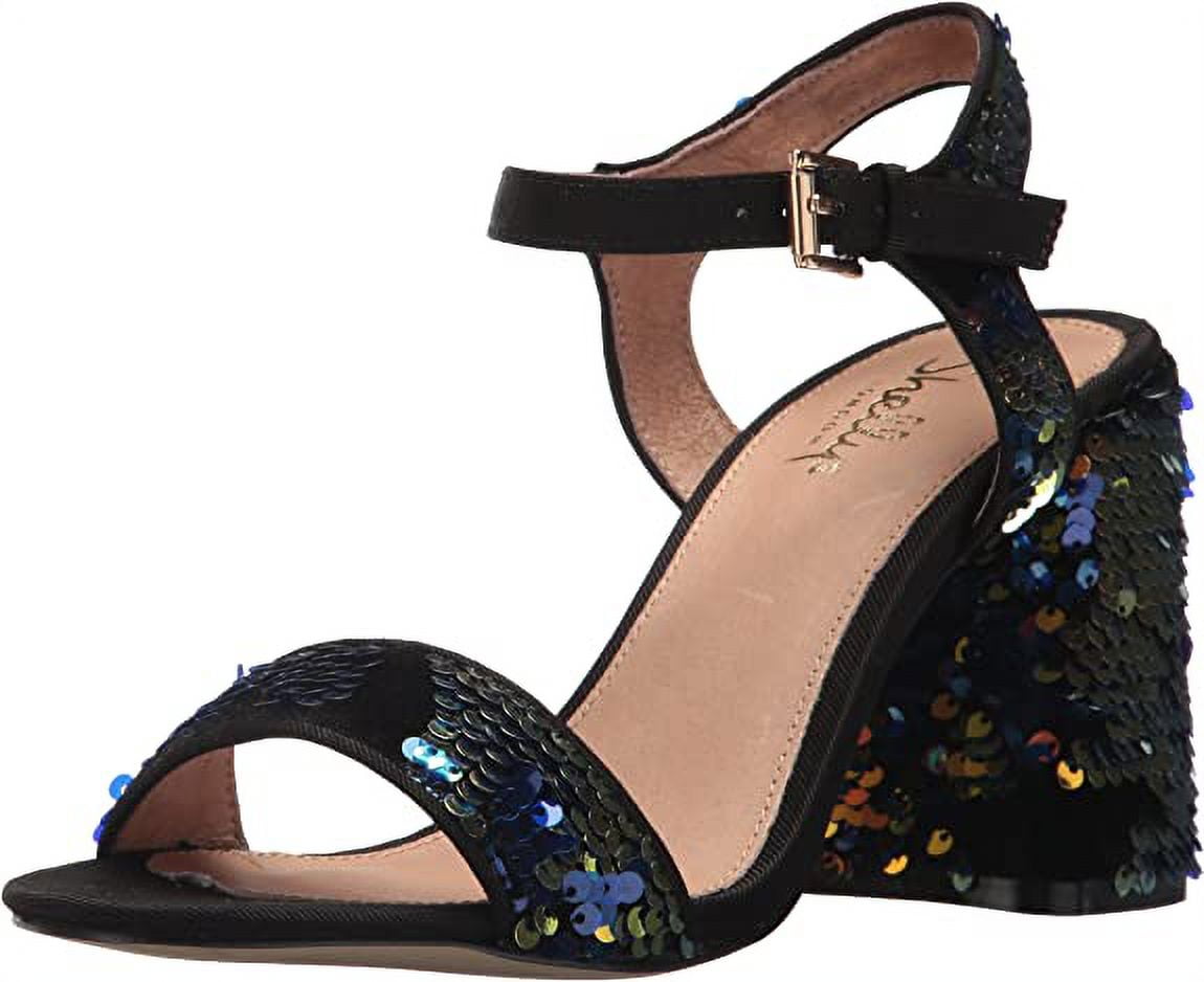 Shellys London Gale Black Blue Sequin Open Toe Retro Sandals Chunky ...