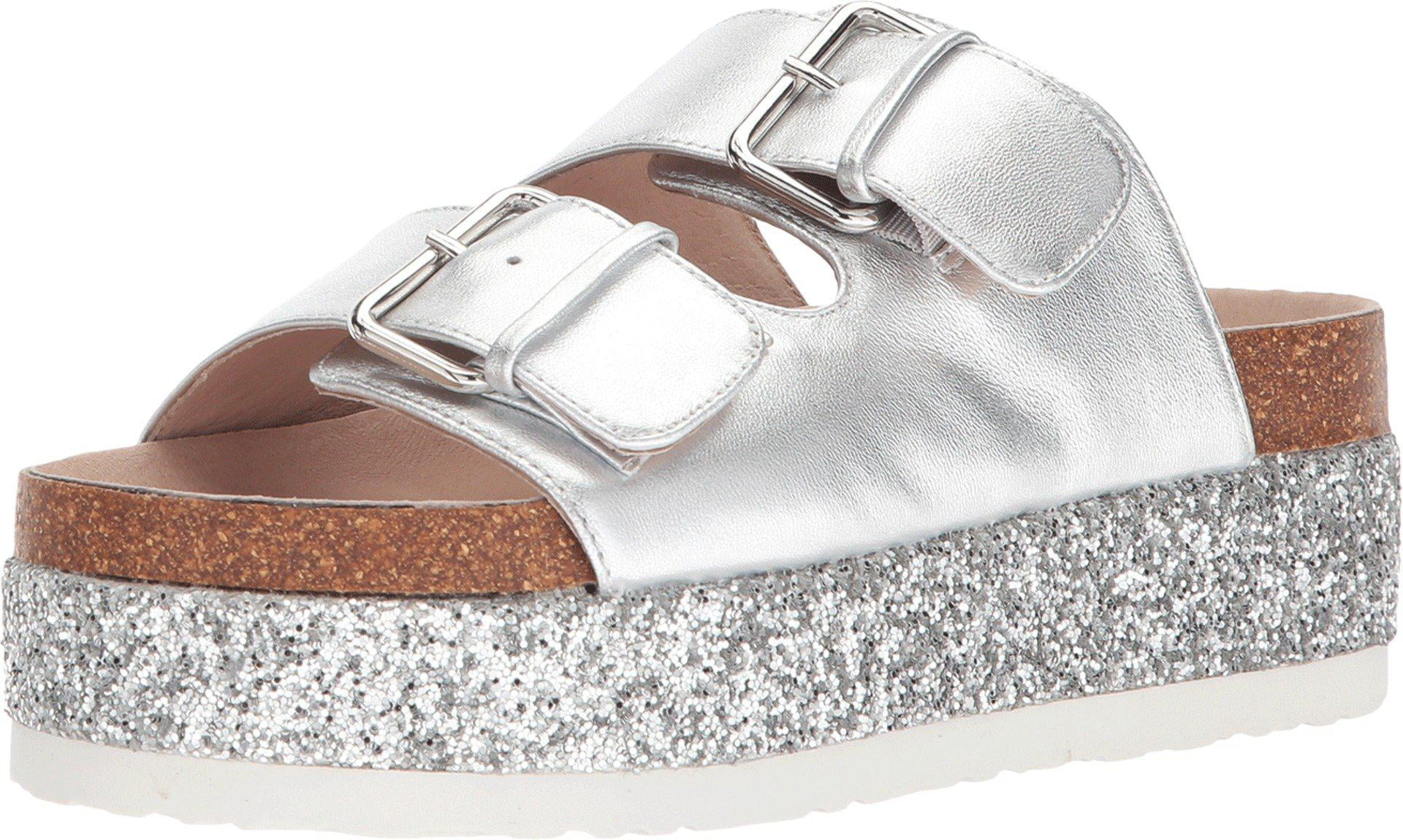 Shellys London Hawaii Silver Metallic Leather Glitter Platform Slide ...