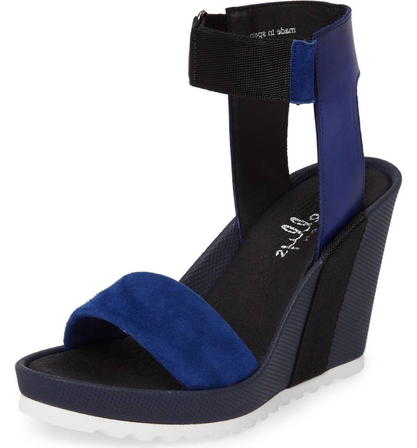 Shellys London Kayleigh Blue Multi Suede Ankle Strap Platform Retro ...