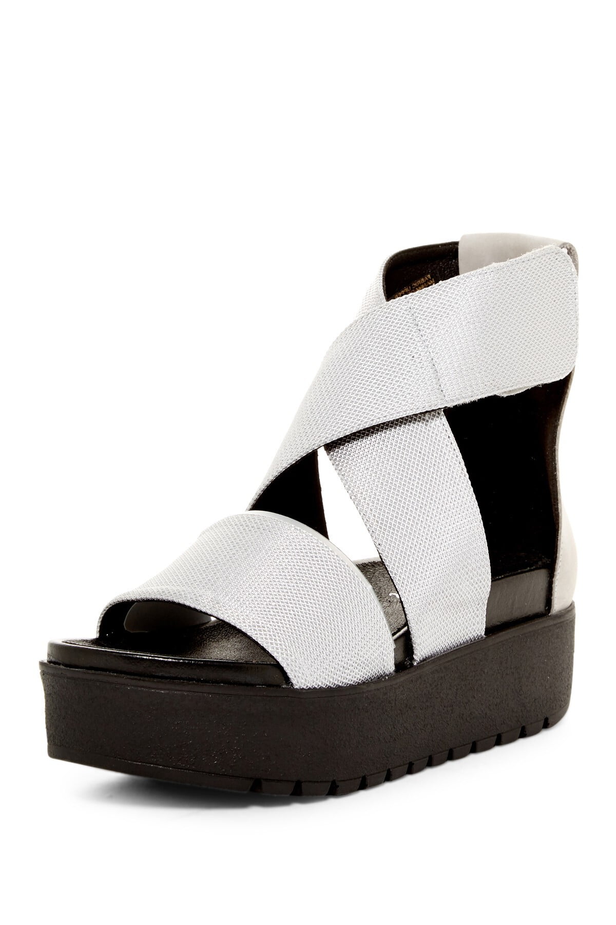 Shellys London Kyler Silver Criss-Cross Fitted Strap Flatform Platform ...