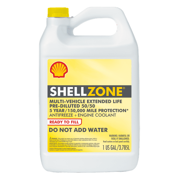 Shellzone Multi-Vehicle Antifreeze/Coolant, 50/50 Pre-Diluted, 1 Gallon ...