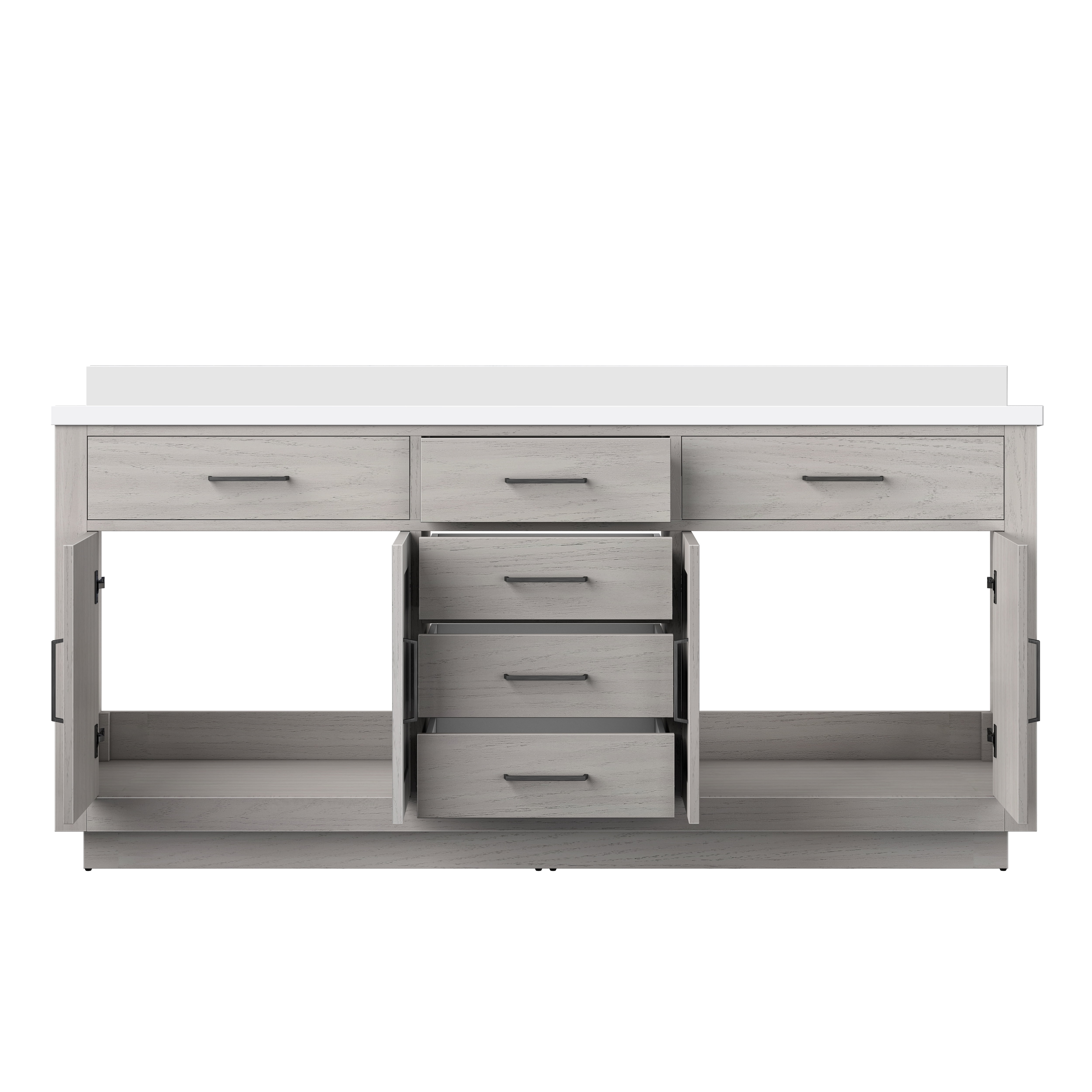 Shelter 72 in W x 22 in D White Oak Double Bath Vanity and White Quartz ...