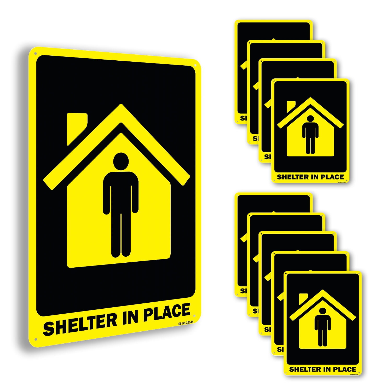 Shelter In Place Public Safety Aluminum Sign 10 Inch x 7 Inch - 10 Pack ...
