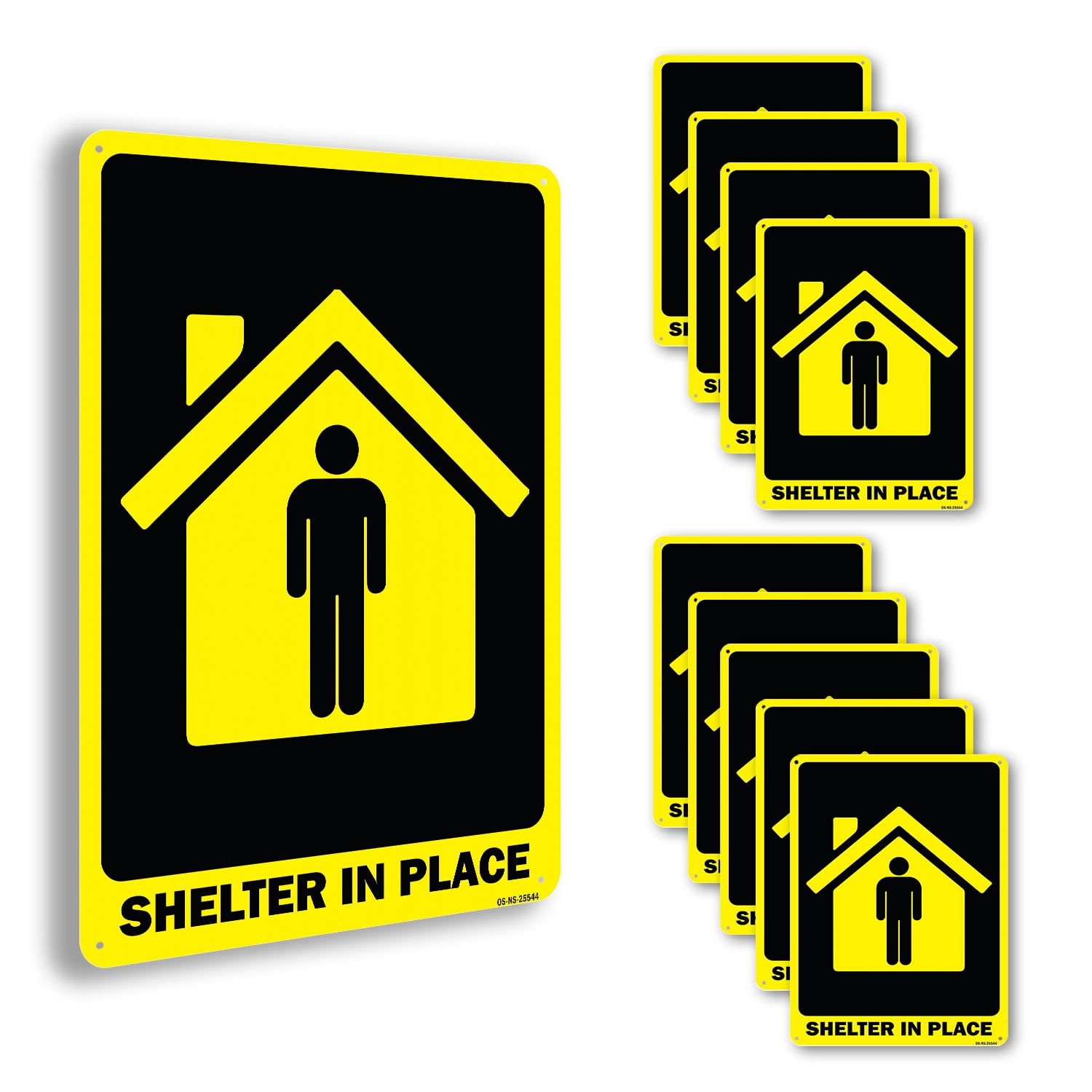 Shelter In Place Public Safety Rigid Plastic Sign 10 Inch x 7 Inch - 10 ...