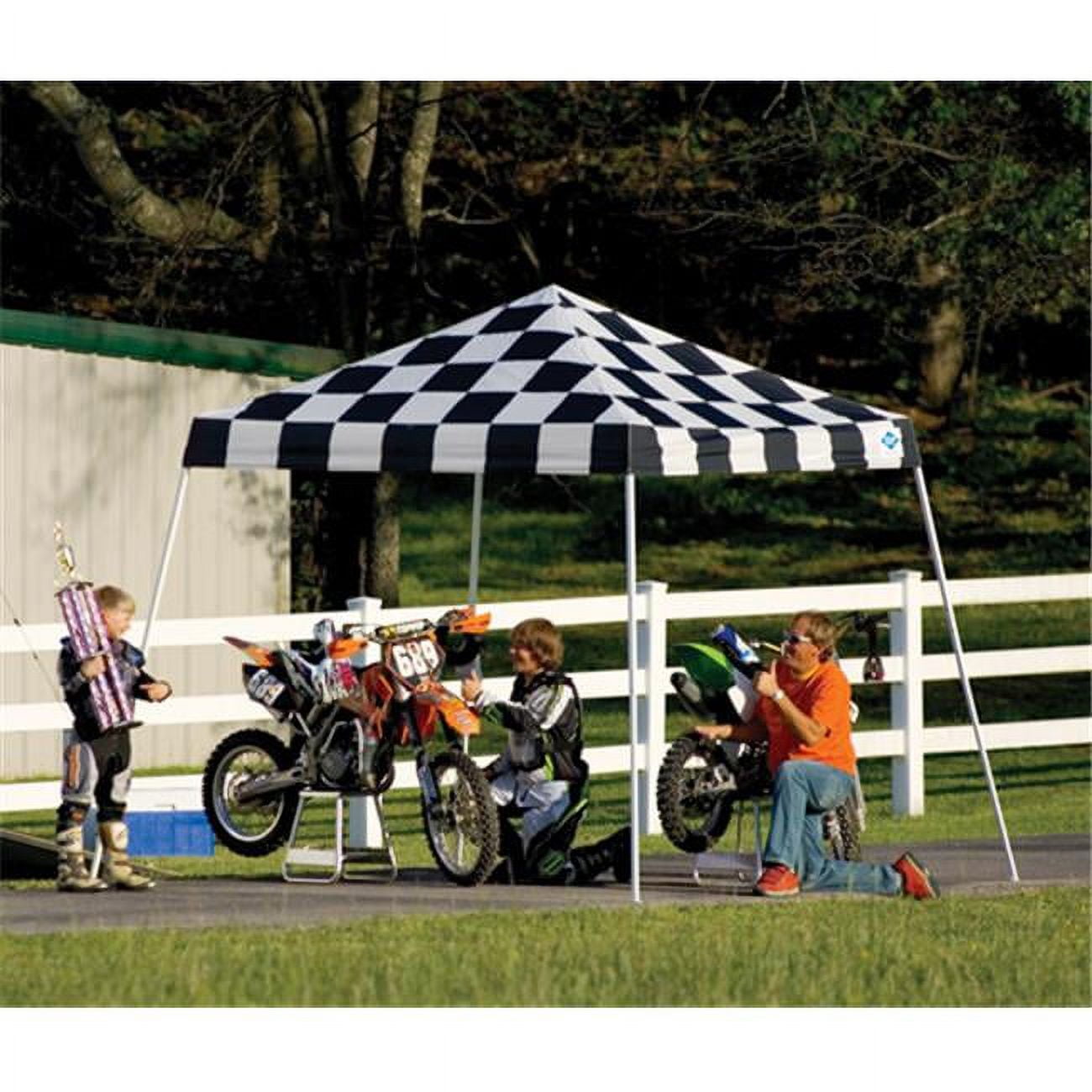 ShelterLogic 10x10 SL Pop-up Canopy Checkered Flag Cover Black Roller ...