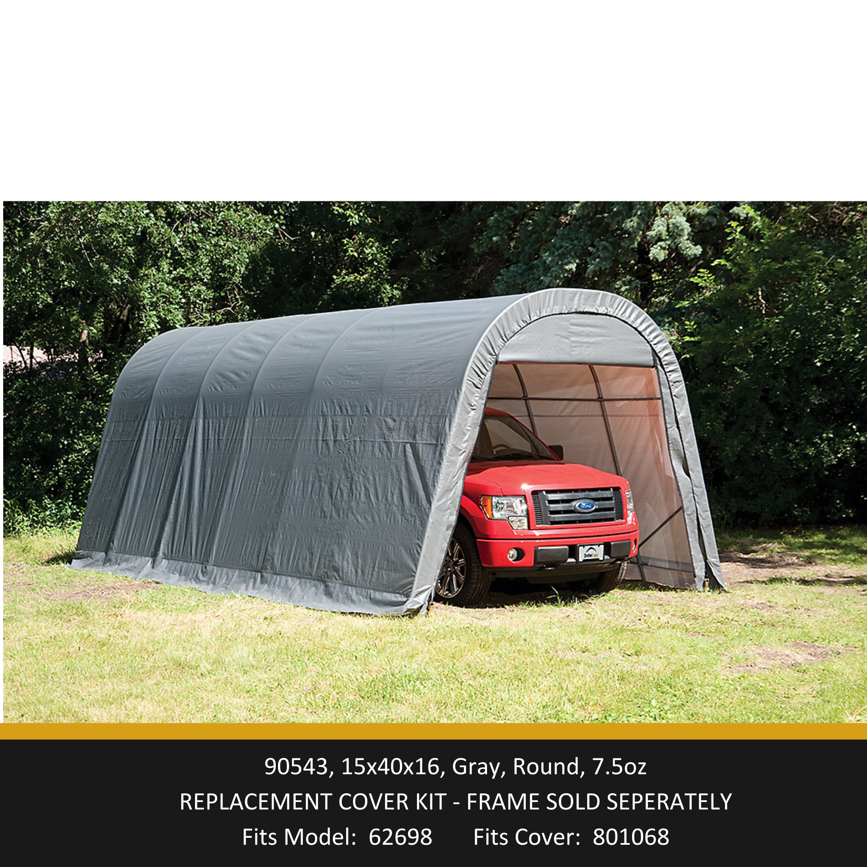 ShelterLogic Garage-in-a-Box 15x40x16 Replacement Cover kit Round 7oz ...