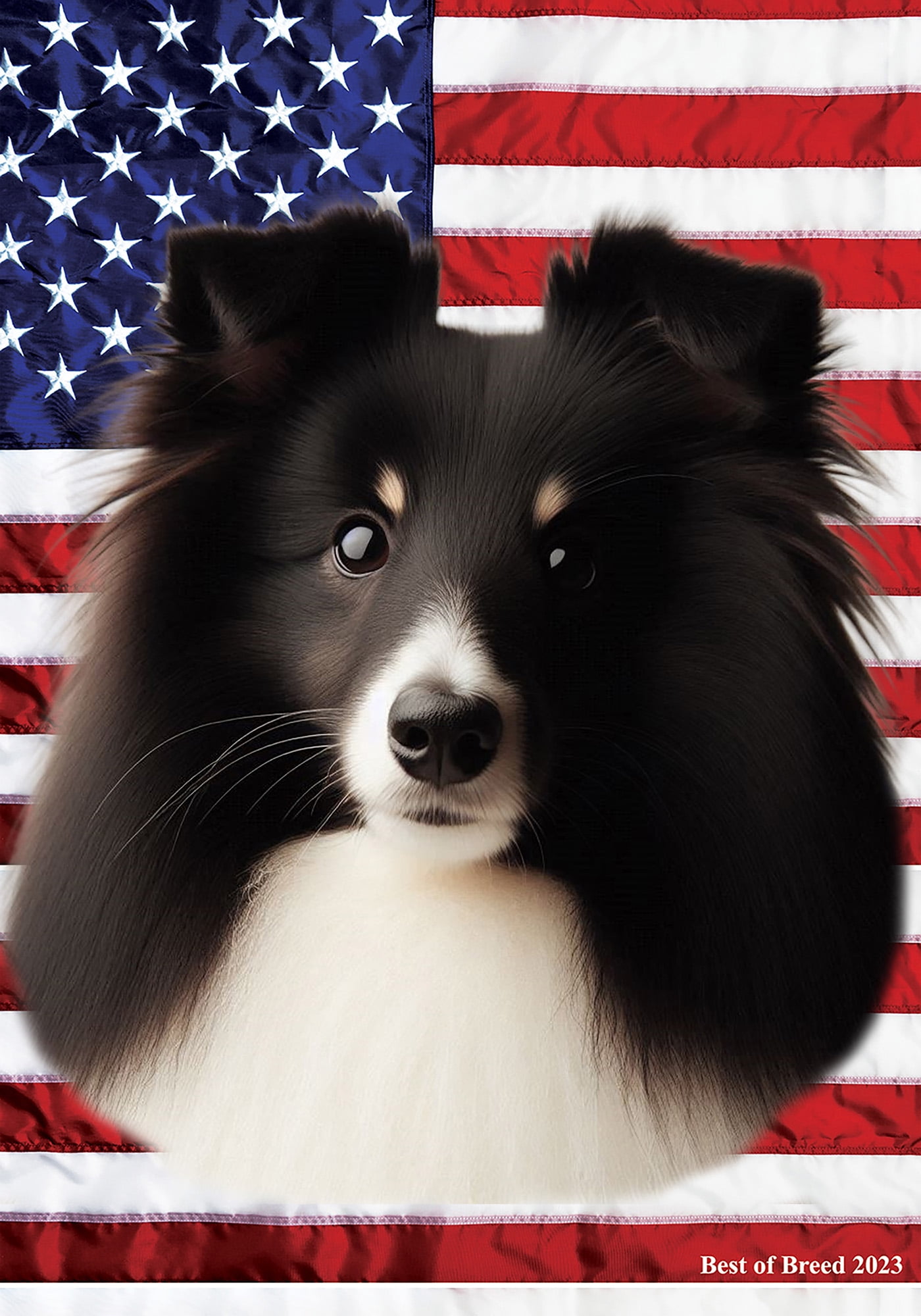 Sheltie Bi Black - Best of Breed All-American Patriotic III House Flags ...