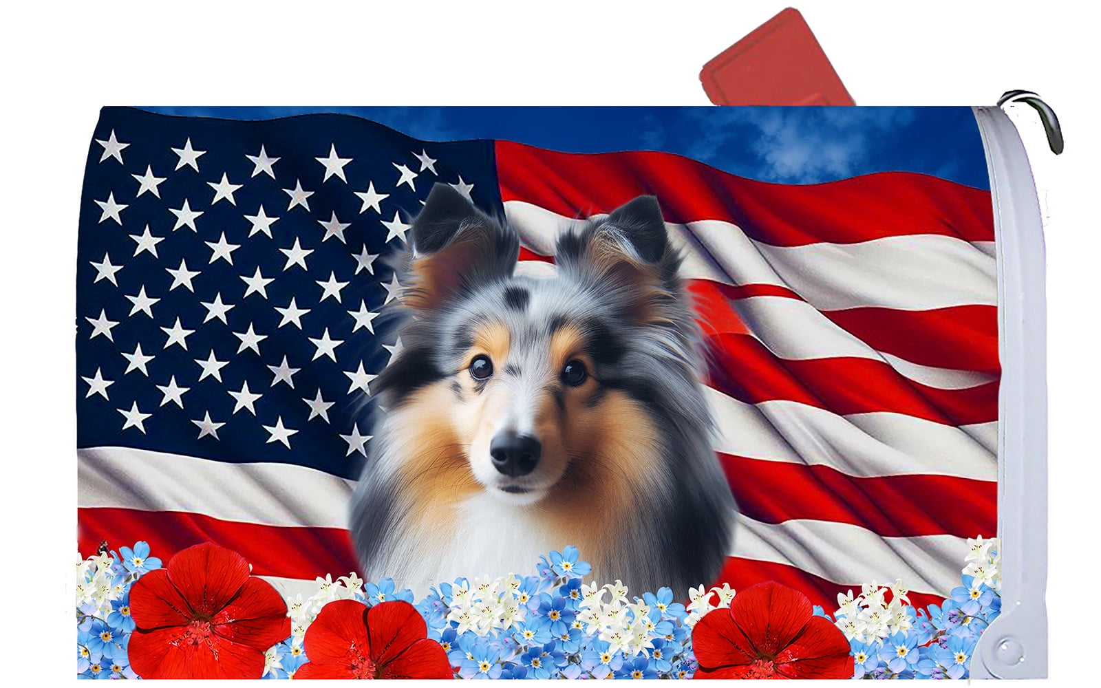 Sheltie Blue Merle - Best of Breed Patriotic Dog Breed Mail Box Cover ...