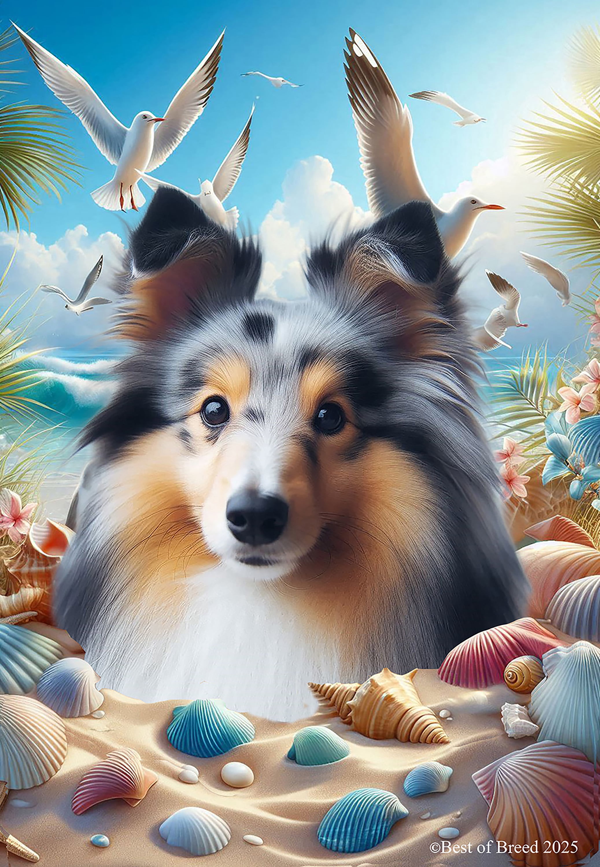 Sheltie Blue Merle - Best of Breed Summer Beach Outdoor Garden Flag 12 ...