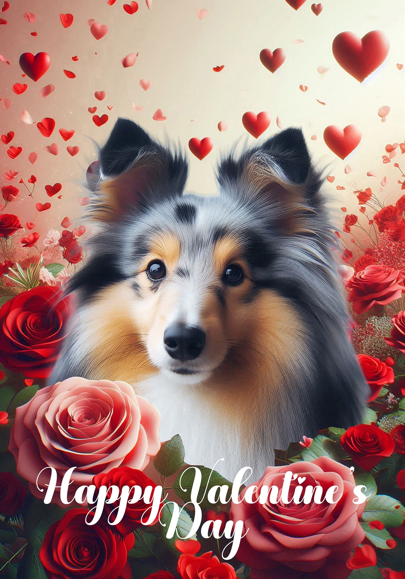 Sheltie Blue Merle - Best of Breed Valentines Day Outdoor House Flag 28 ...