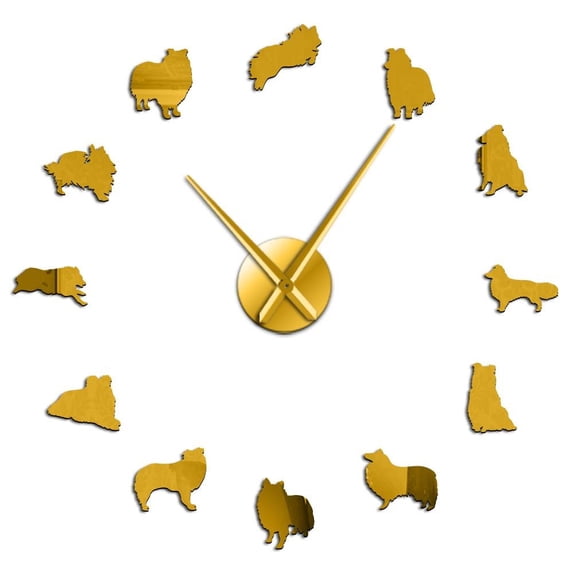 Sheltie Collie Dog Shetland Sheepdog Silhouette Frameless Wall Clock ...
