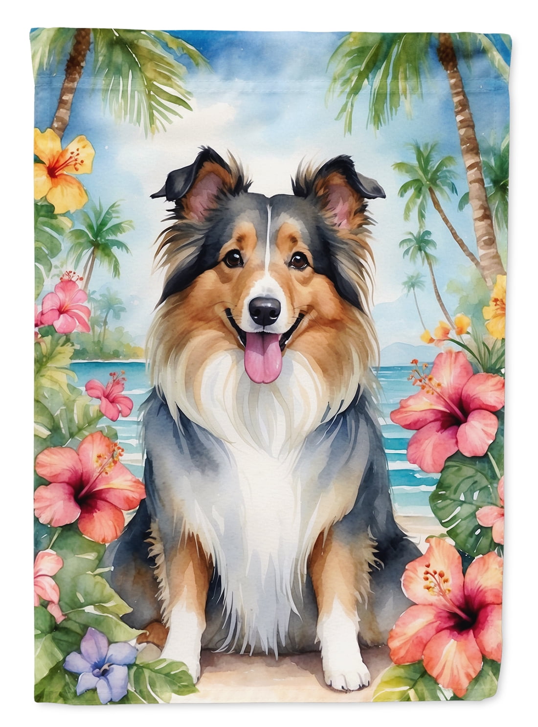Sheltie Luau House Flag - Walmart.com