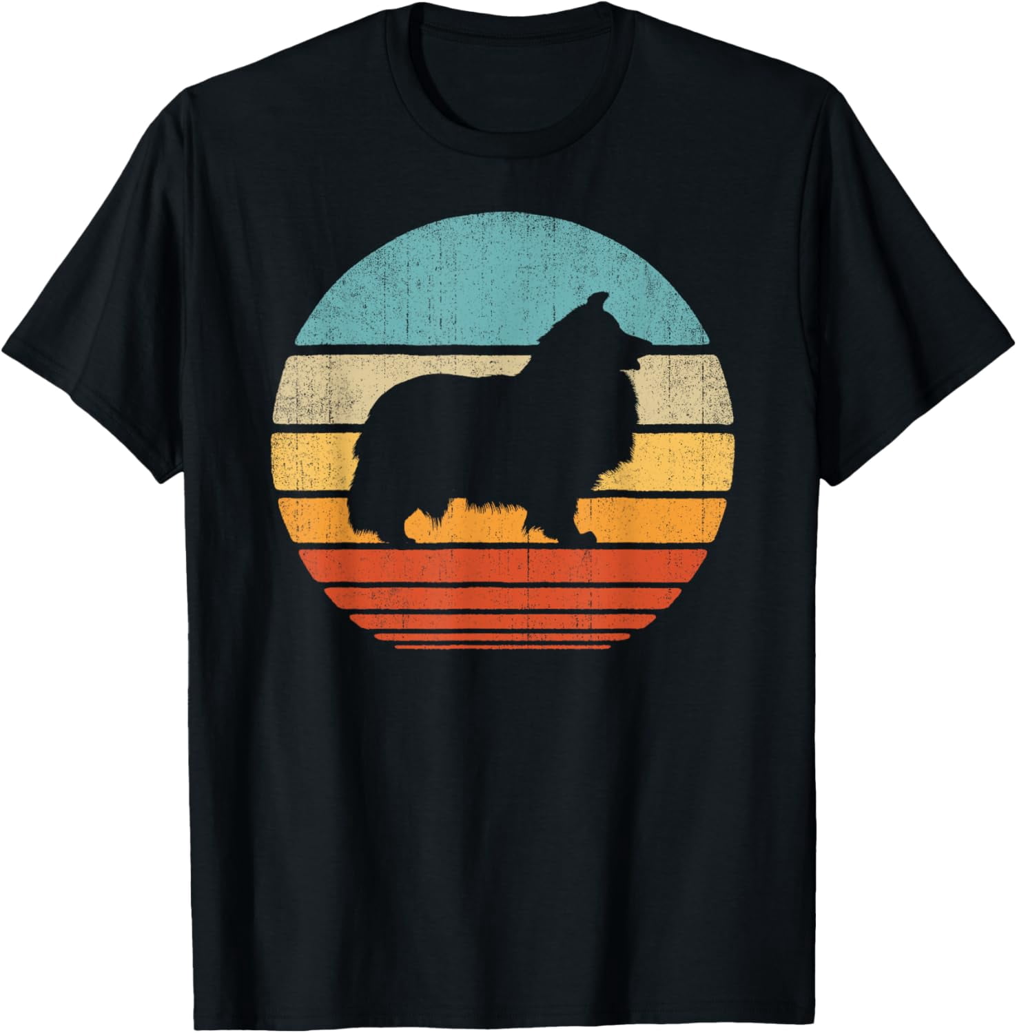 Sheltie Shetland Sheepdog Retro Vintage 60s 70s Sunset Dog T-Shirt ...