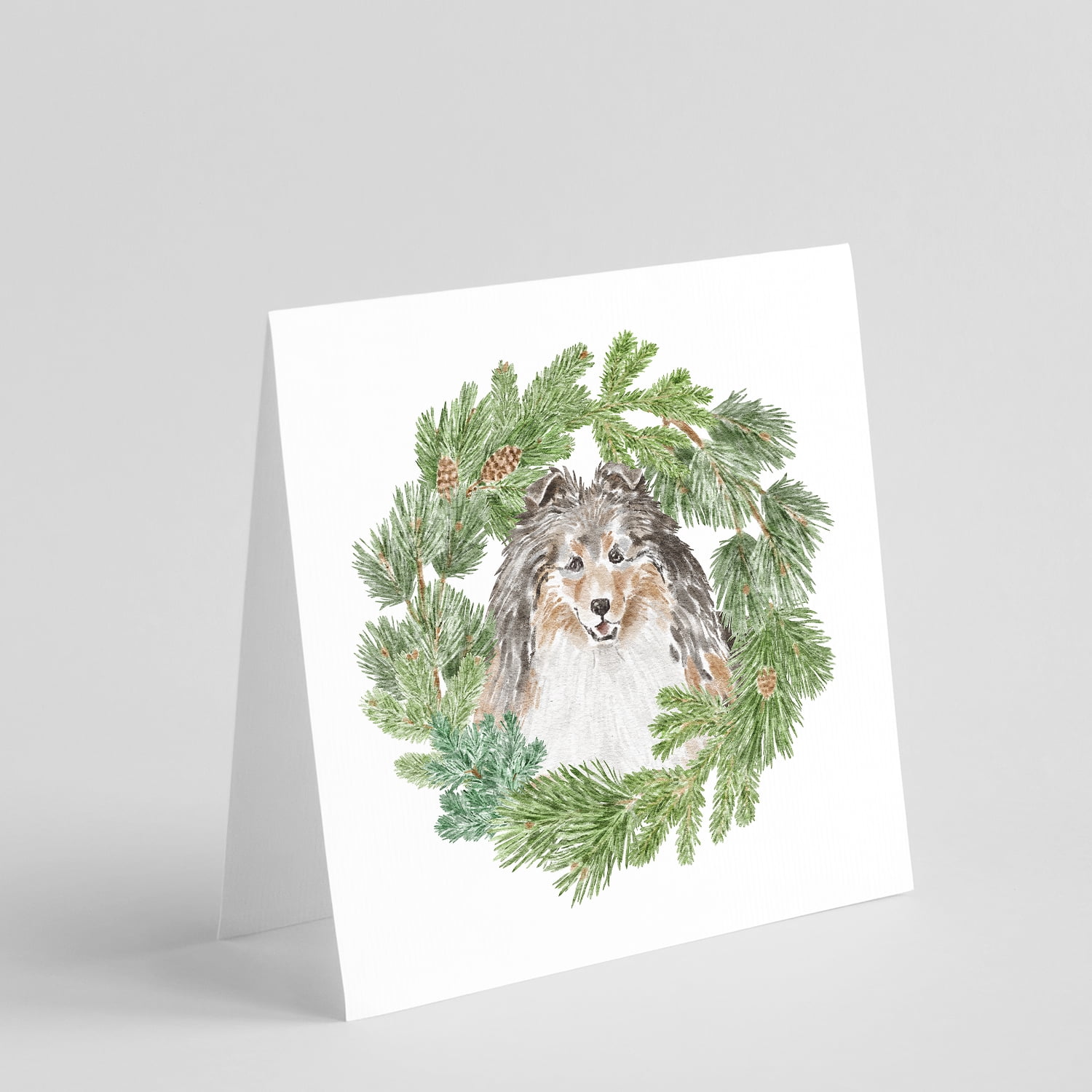 Sheltie/Shetland Sheepdog Tricolor Smiling #1 with Christmas Wreath ...