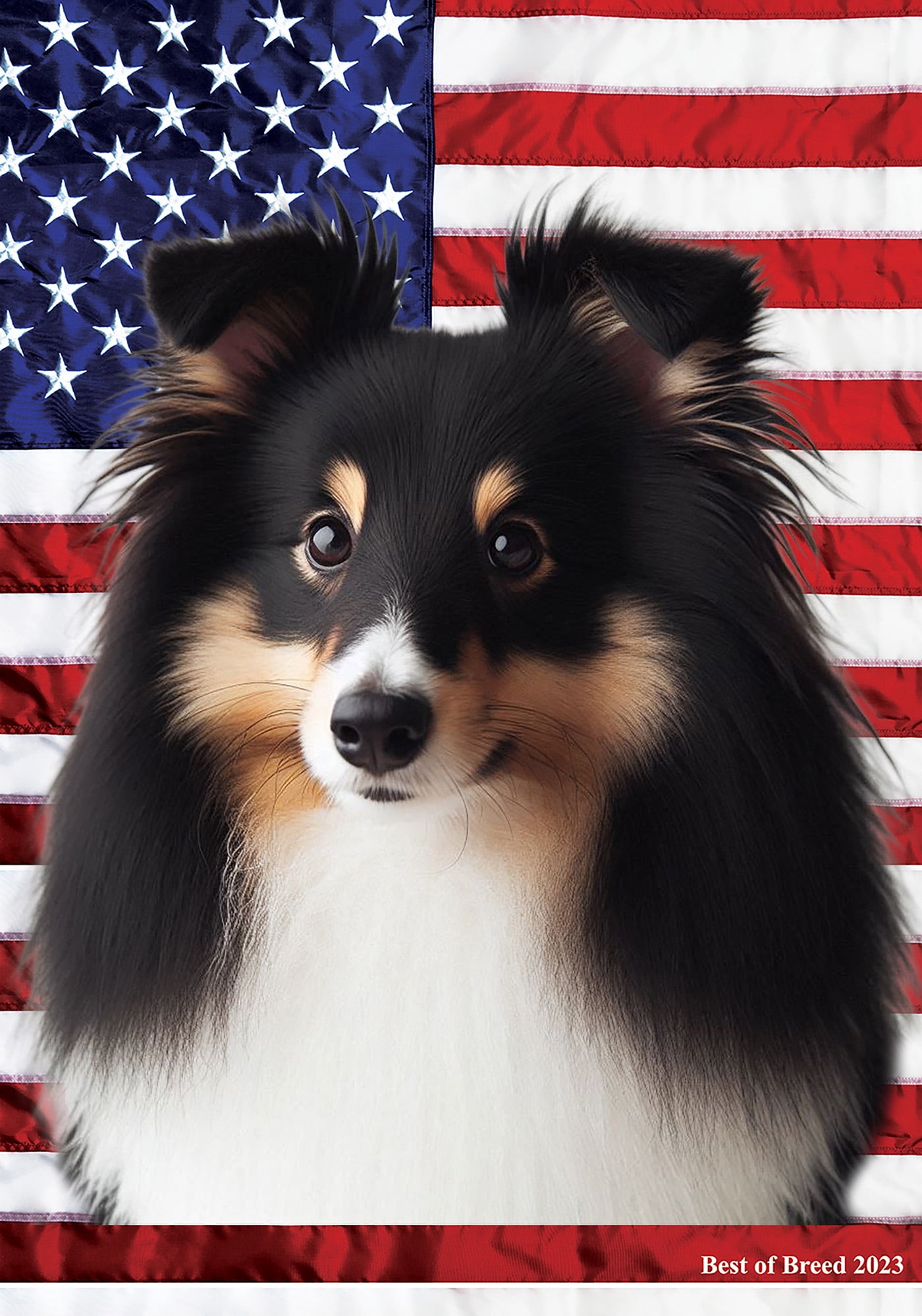 Sheltie Tri - Best of Breed All-American Patriotic III Garden Flags ...