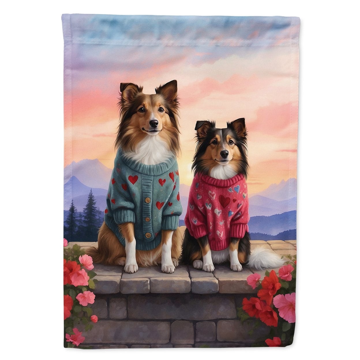 Sheltie Two Hearts House Flag - Walmart Business Supplies