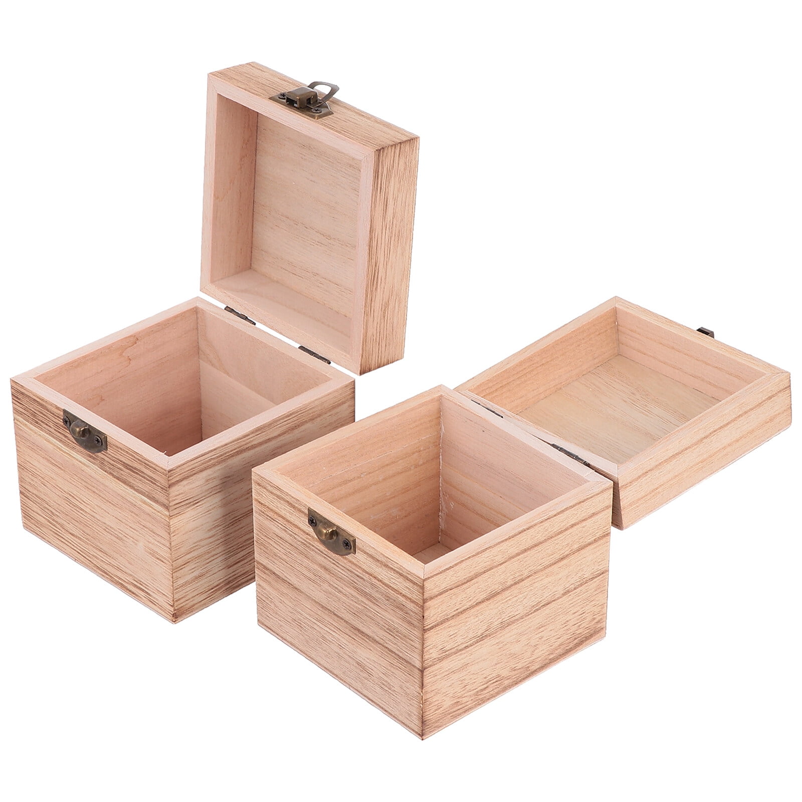 Shelves Lid Wooden Storage Box Vintage Boxes Man 10X9.8X9.8CM - Walmart.com
