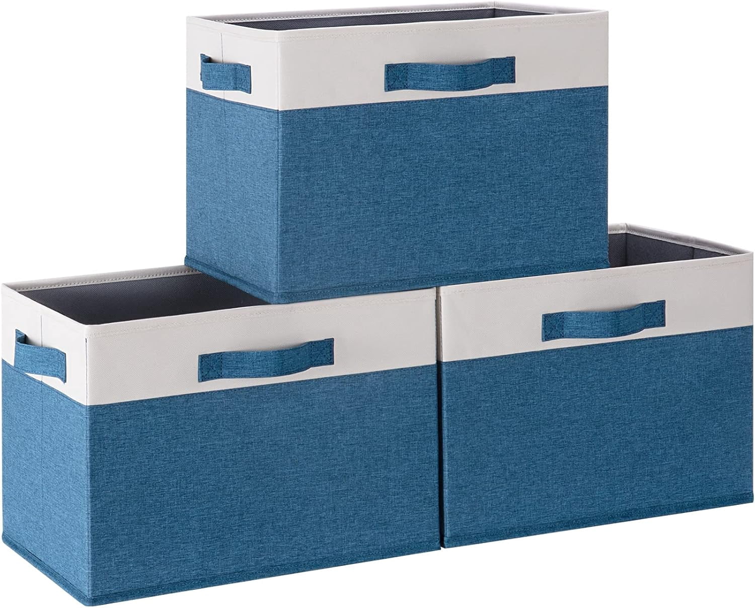 Shelves Storage Baskets 3 Pack, Large Fabric Bins with 3 Handles ...
