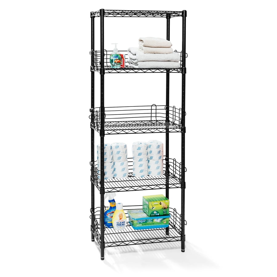 Shelving Inc. 12"d x 24"w x 64"h Black 5-Tier Storage Tower, Weight ...