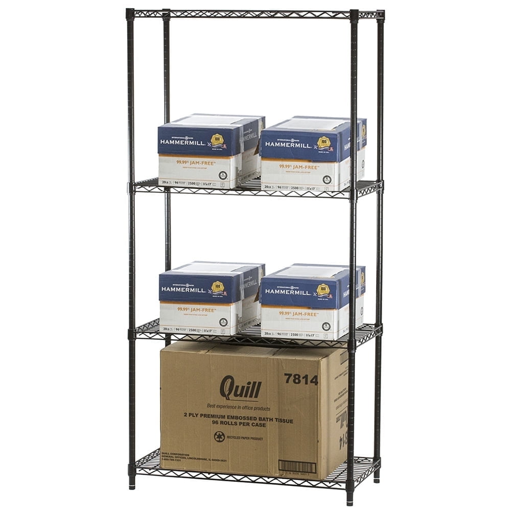 Shelving Inc. 12" d x 24" w x 72" h Black Wire Shelving with 4 Tier ...