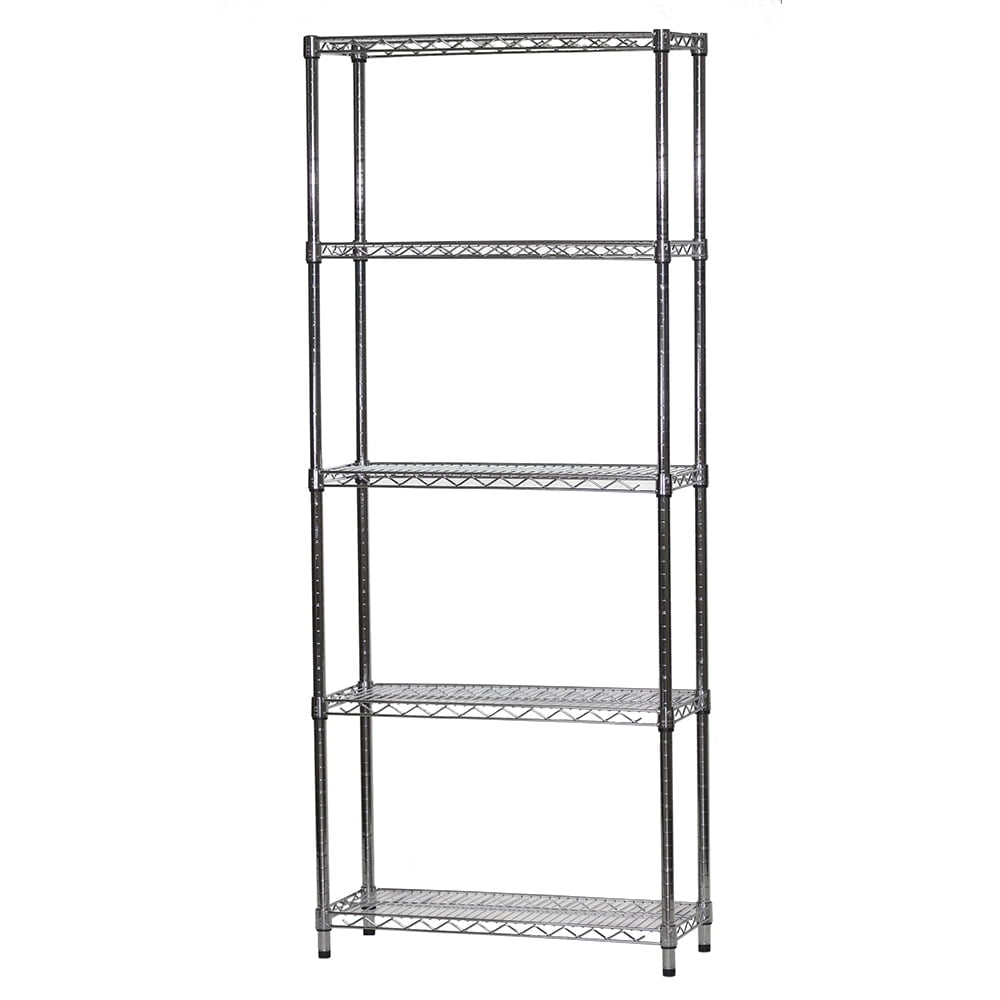 Shelving Inc. 12" d x 30" w x 96" h Chrome Wire Shelving with 5 Tier ...