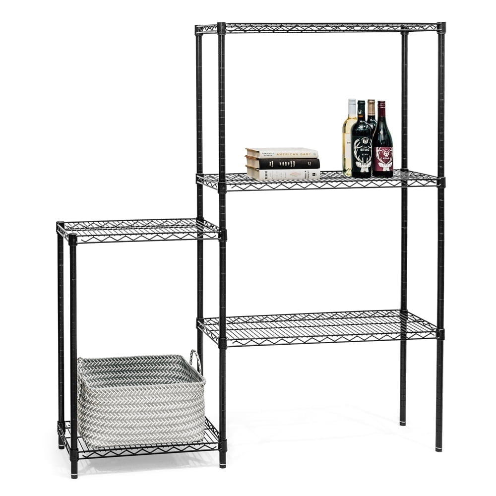 Shelving Inc. 12"d x 60"w x 64"h Black Staggered 5-Tier Shoe Rack ...