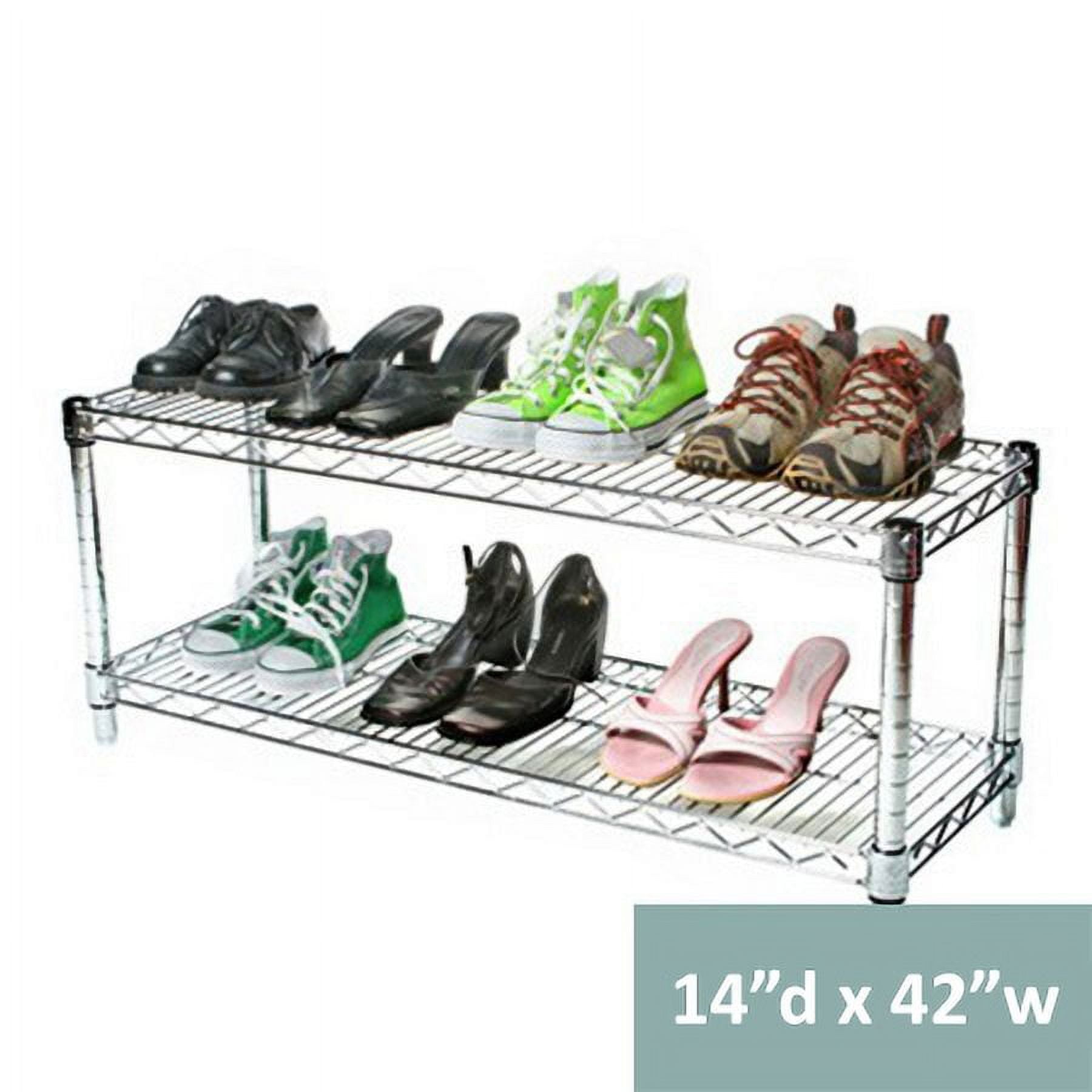 Shelving Inc. 14" d x 42" w Chrome Wire Shelving with 2 Tier Shelves ...