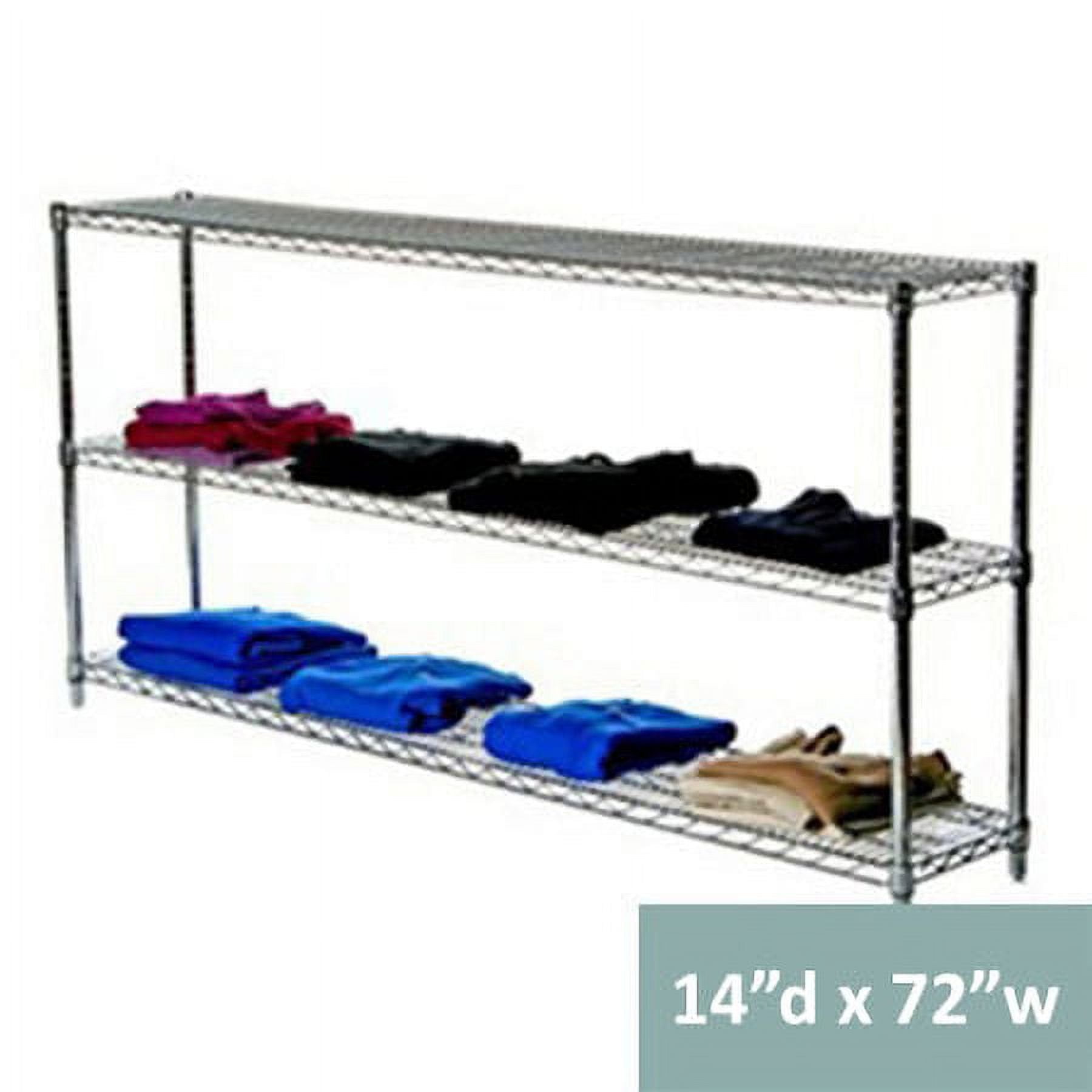 Shelving Inc. 14" d x 72" w Chrome Wire Shelving with 3 Tier Shelves ...
