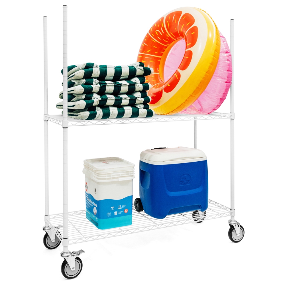 Shelving Inc. 18" d x 48" w x 64" h 2-Tier Wire Pool Cart - Walmart.com