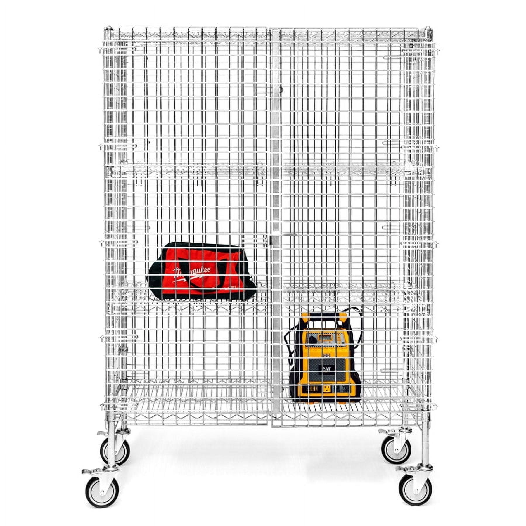 Shelving Inc. 18"d x 60"w x 70"h Chrome Wire Security Cart w/ 2 ...