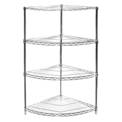 Shelving Inc. 24"d Radius Corner Wire Shelving with 4 Tier Shelves - 72 ...