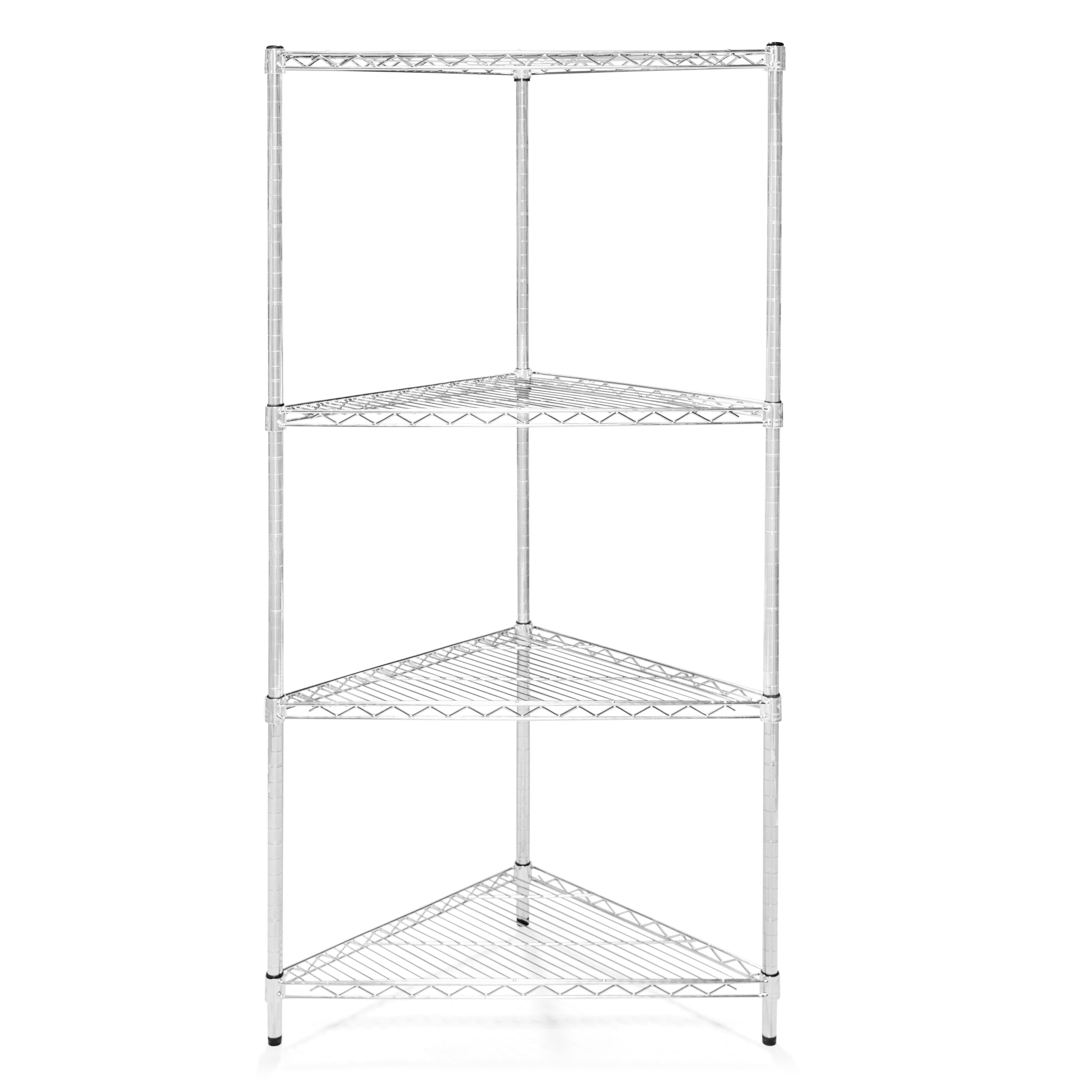 Shelving Inc. 24"d Triangle Corner Wire Shelving with 4 Tier Shelves ...