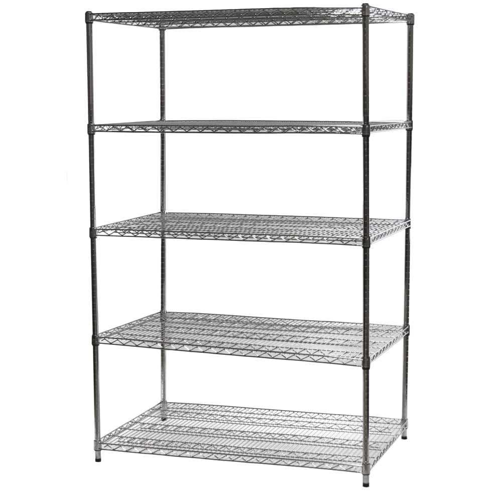 Shelving Inc. 30" d x 48" w x 54" h Chrome Wire Shelving with 5 Tier ...