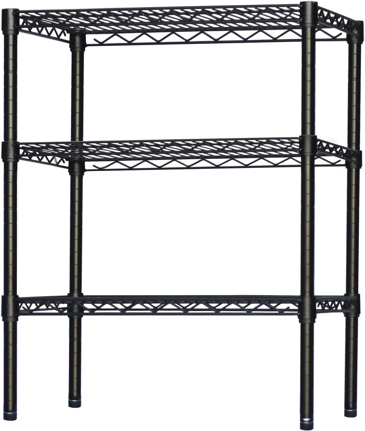 Shelving Inc. 4 Tier Black Wire Shelving Unit, 8"d x 36"w x 34"h ...
