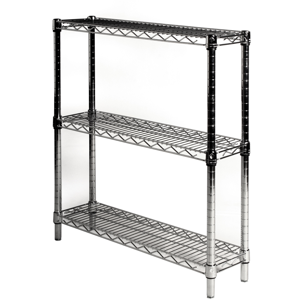 Shelving Inc. 8" d x 18" w Chrome Wire Shelving with 3 Shelves ...