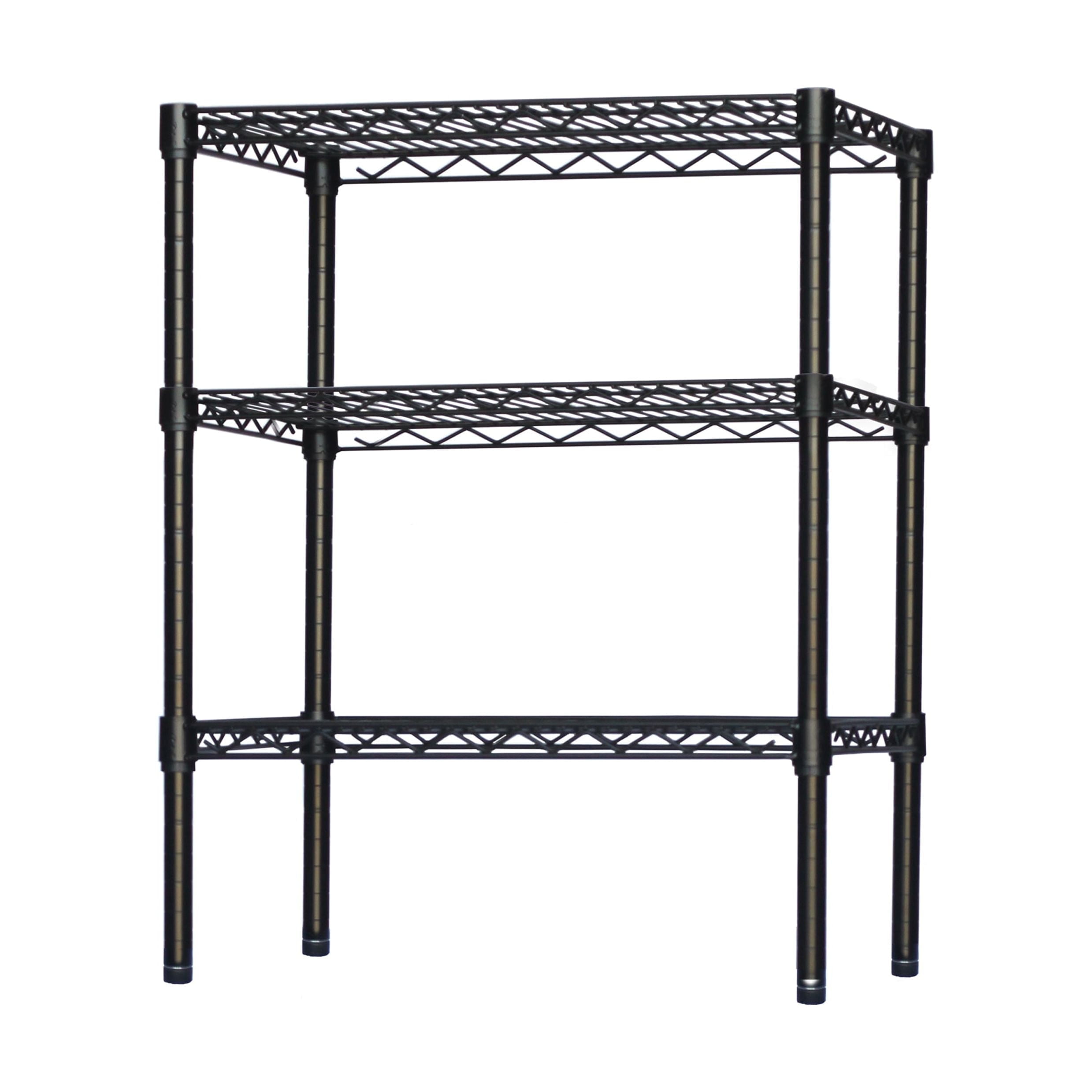 Shelving Inc. Black Steel Shelf Unit, 3 Tier Wire Rack, 8"d x 24"w x 34 ...